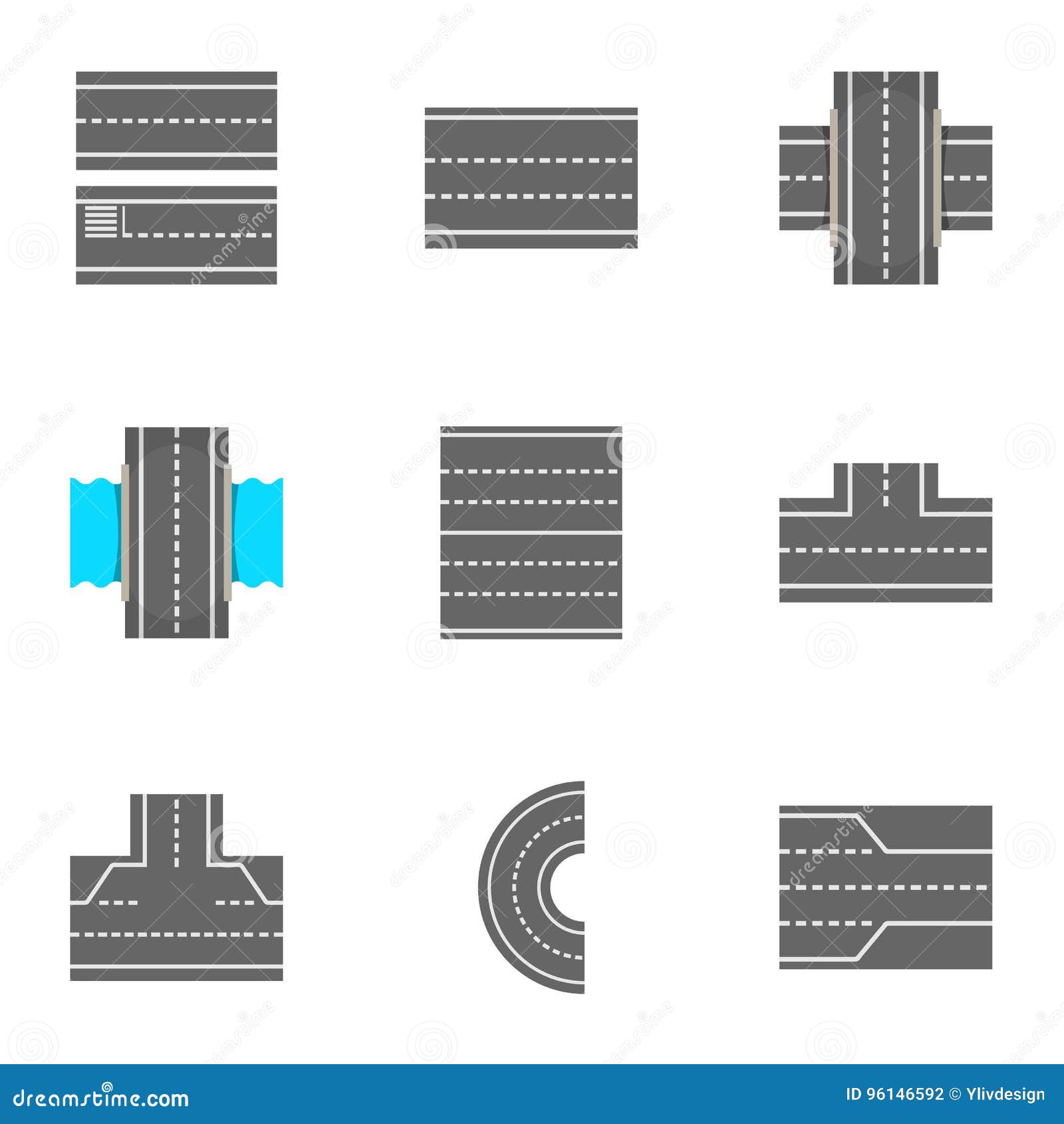 Types of Roads Icons Set, Cartoon Style Stock Vector - Illustration of ...