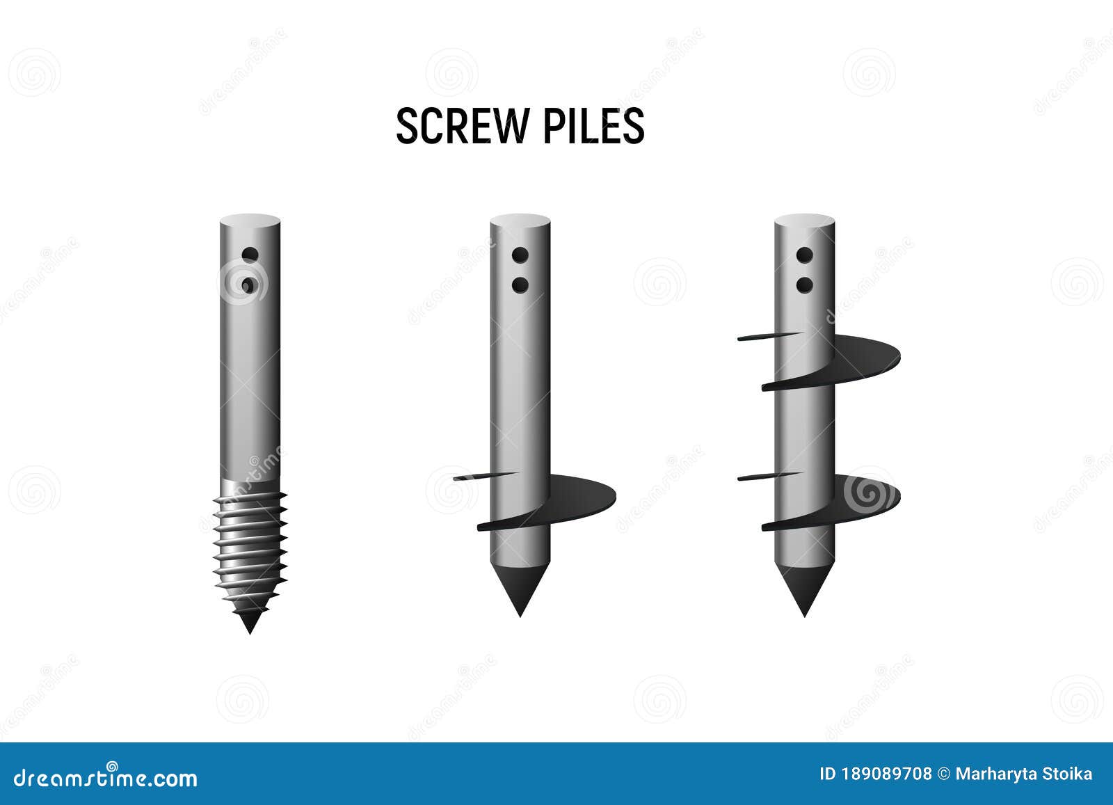 Types of piles. stock vector. Illustration of construct - 189089708