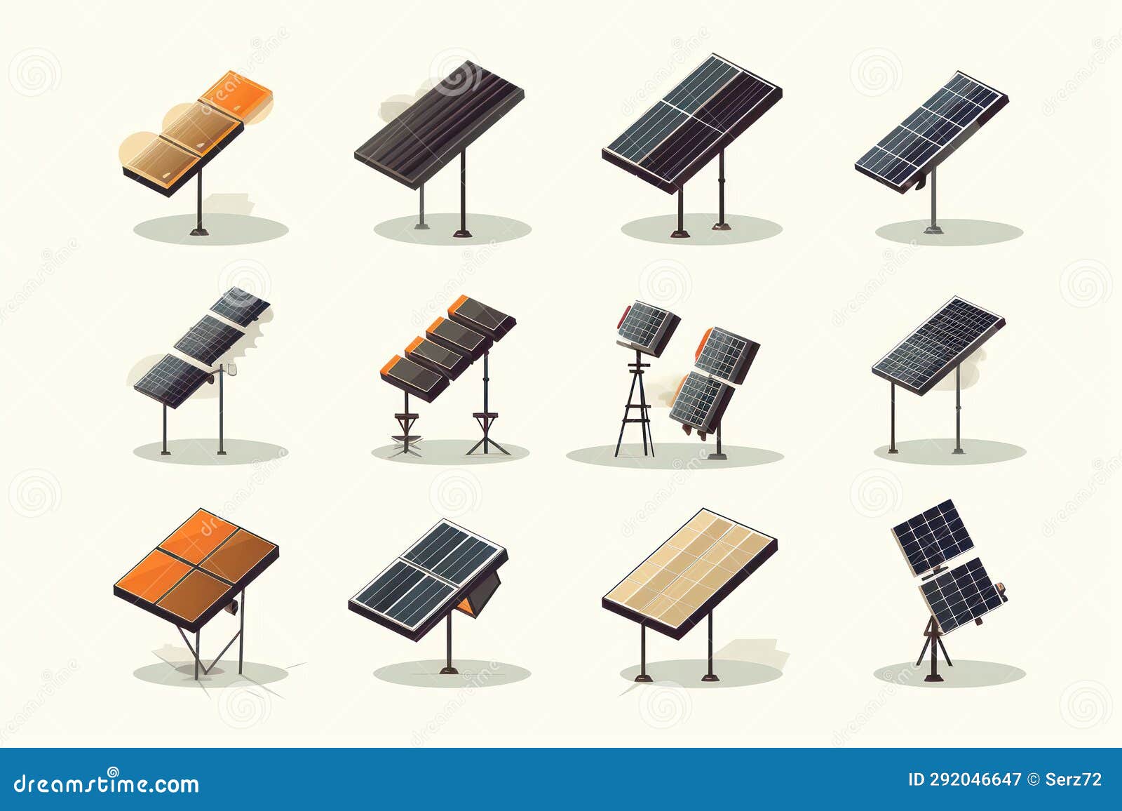 Types of solar panels stock illustration. Illustration of panel - 292046647