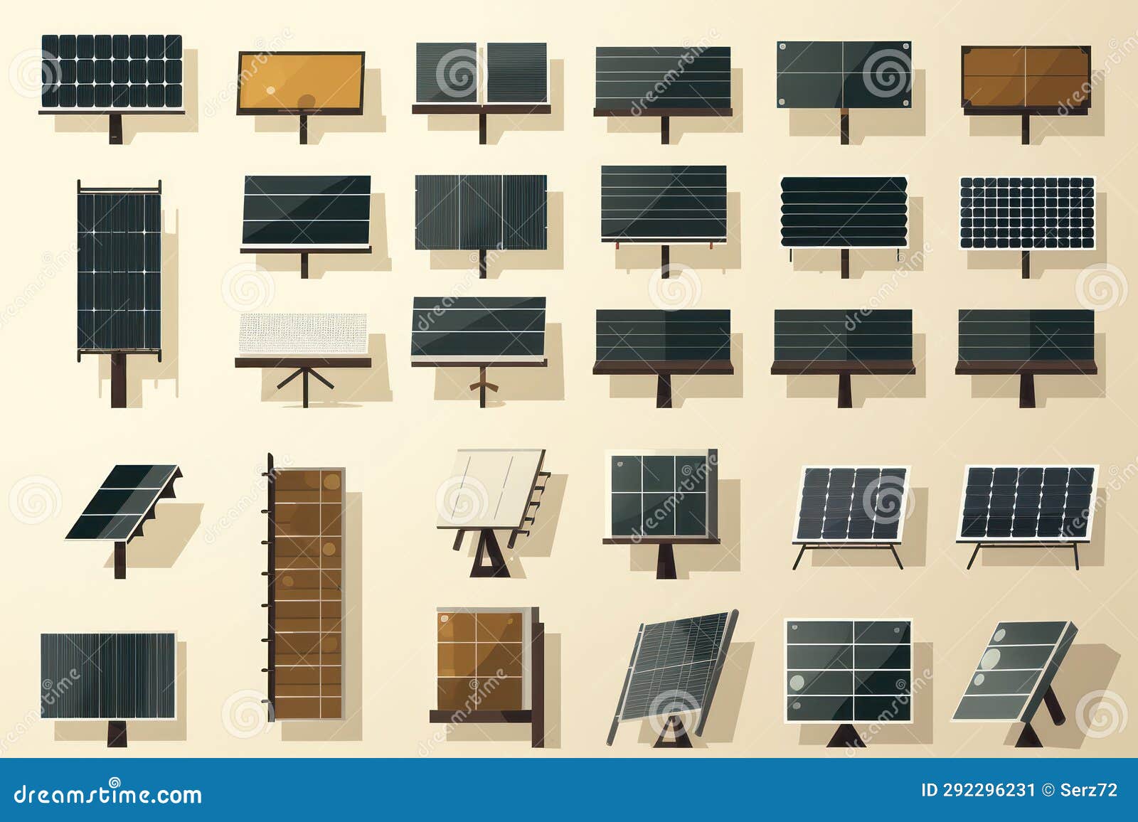 Types of solar panels stock illustration. Illustration of ...