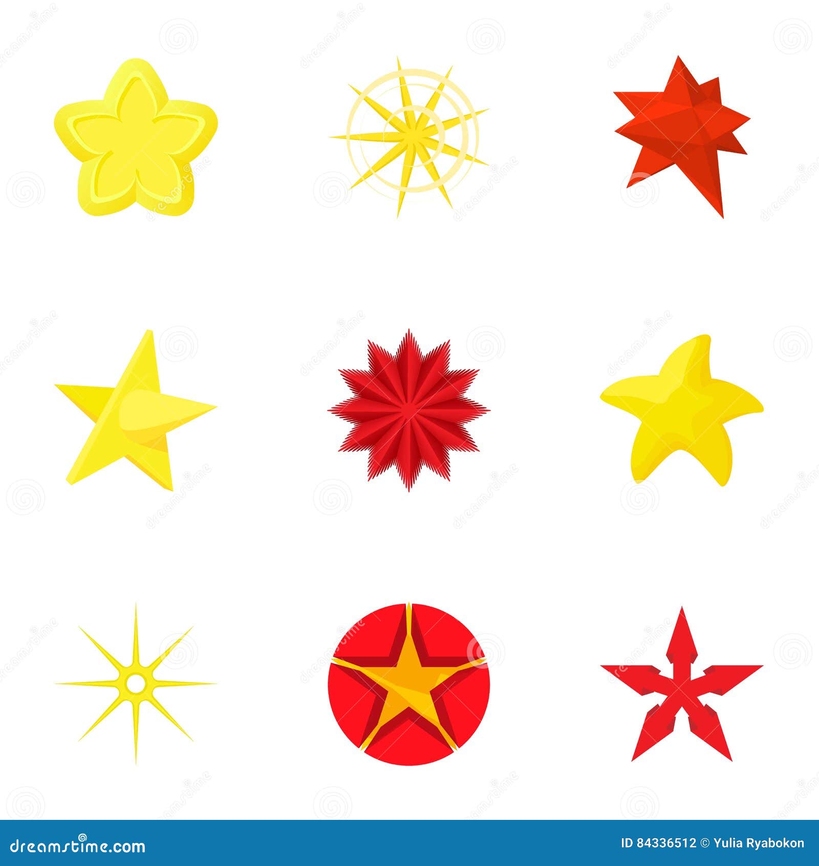 Types of Stars Icons Set, Cartoon Style Stock Vector - Illustration of ...