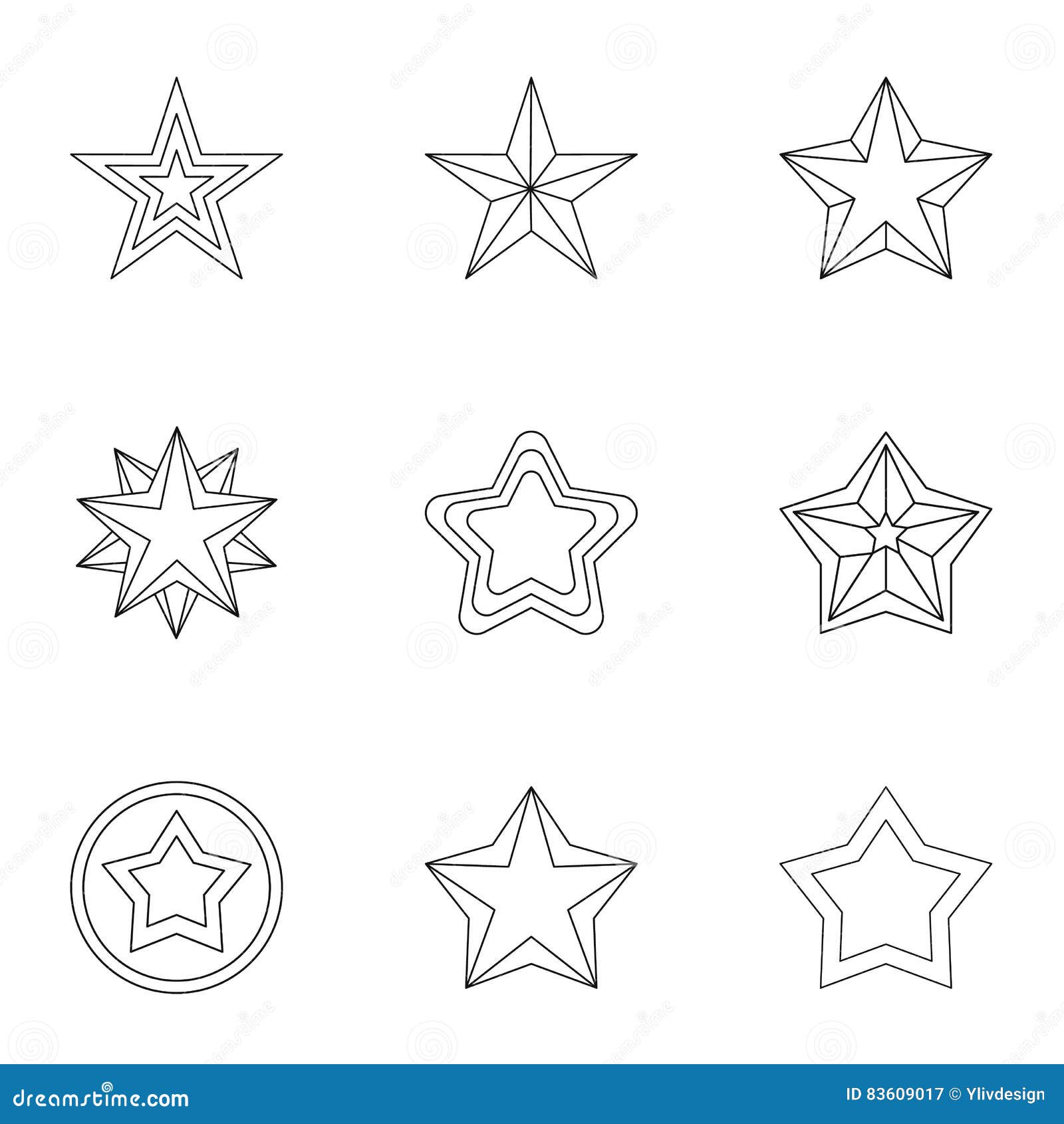 Types of Stars Icons Set, Outline Style Stock Vector - Illustration of ...