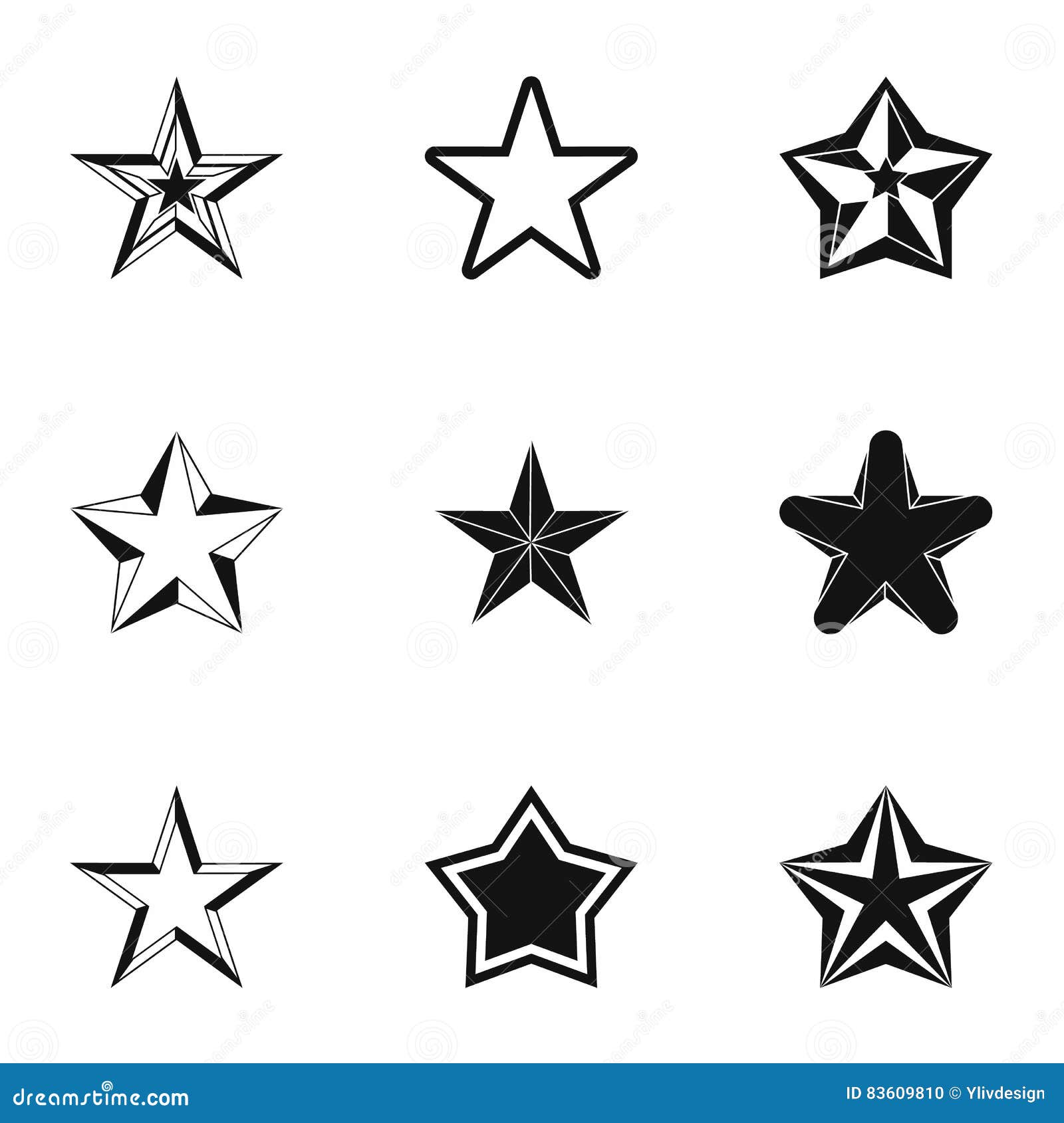 Types of Stars Icons Set, Simple Style Stock Vector - Illustration of ...