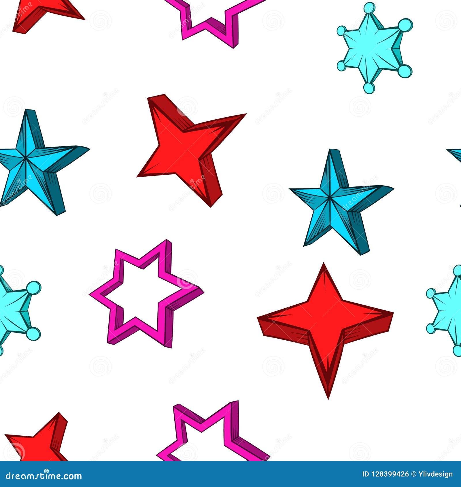 Types of Stars Pattern, Cartoon Style Stock Illustration - Illustration ...