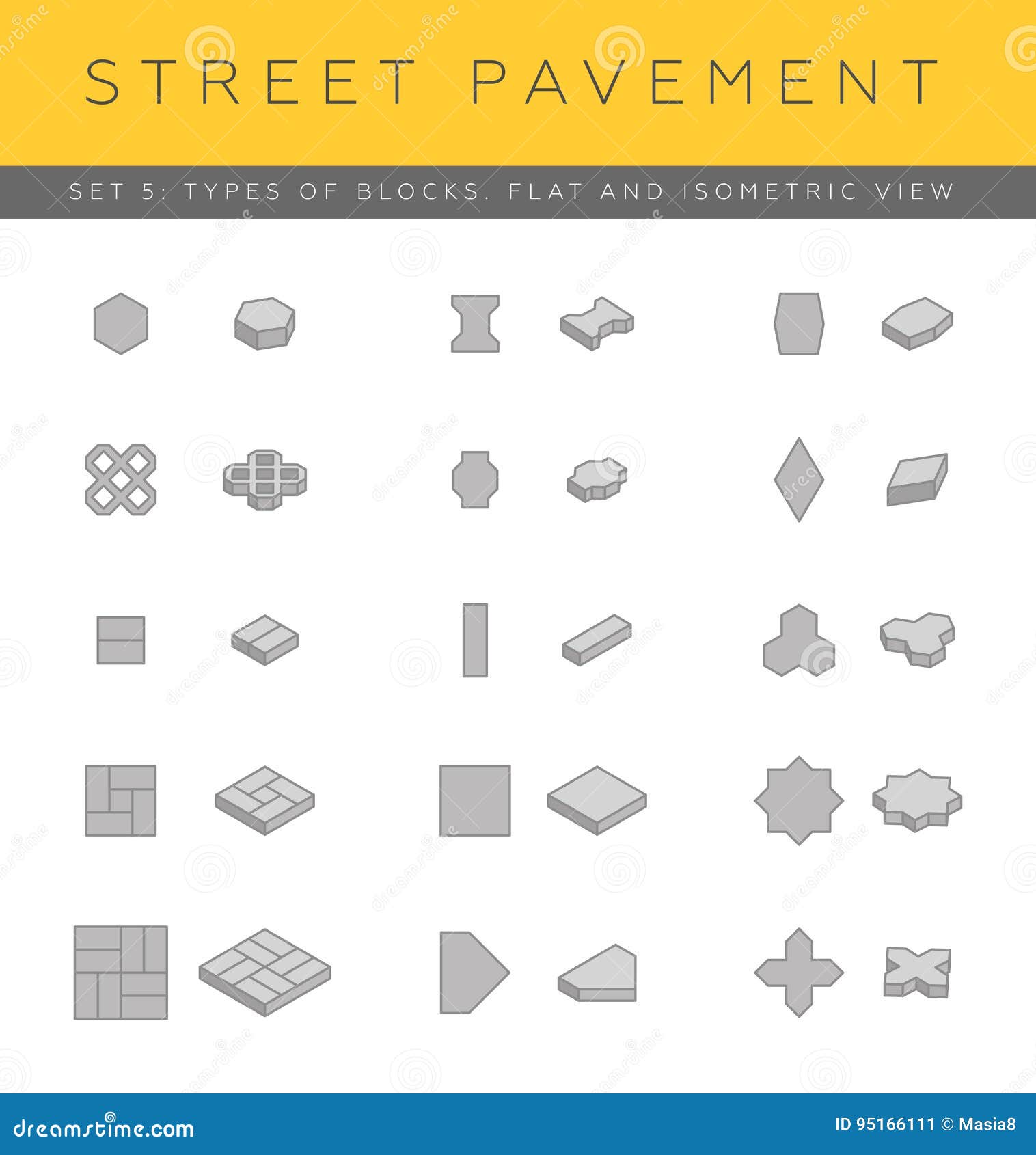 Types of street pavement stock illustration. Illustration of line ...