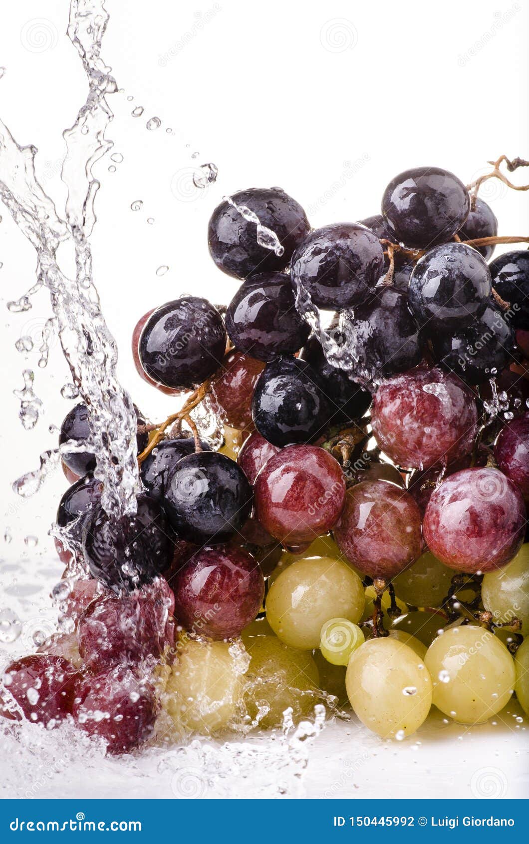 Types of Table Grapes with a Splash of Water Stock Photo - Image of ...