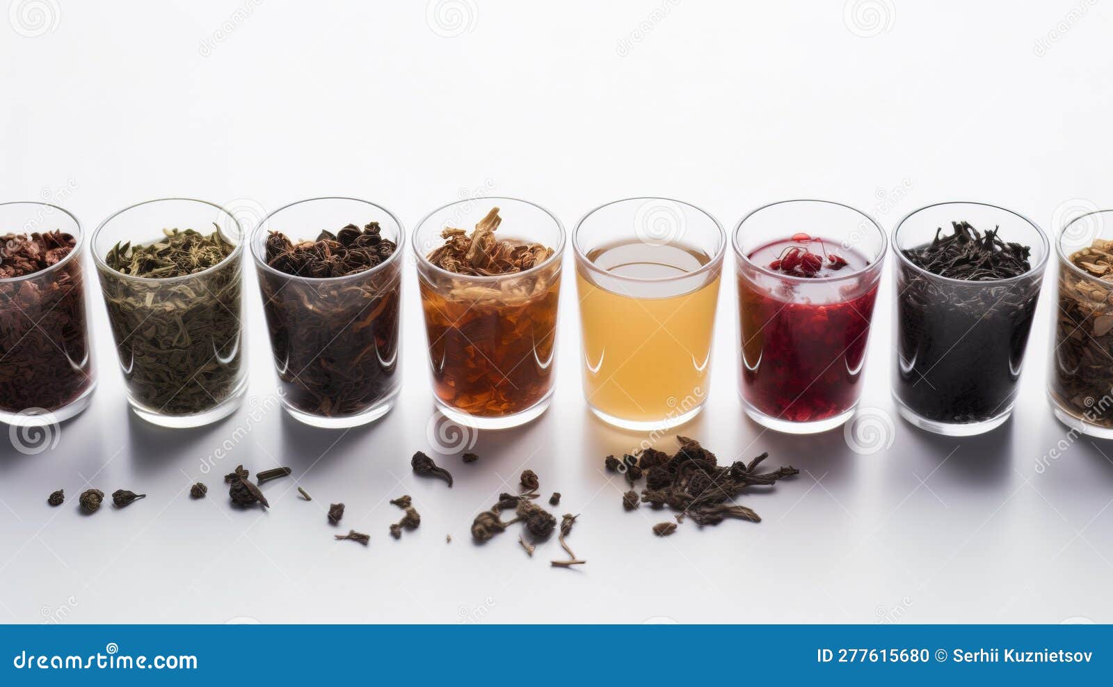 Types of Tea in a Cup and Leaves, Therapeutic Tonic Drink, White ...