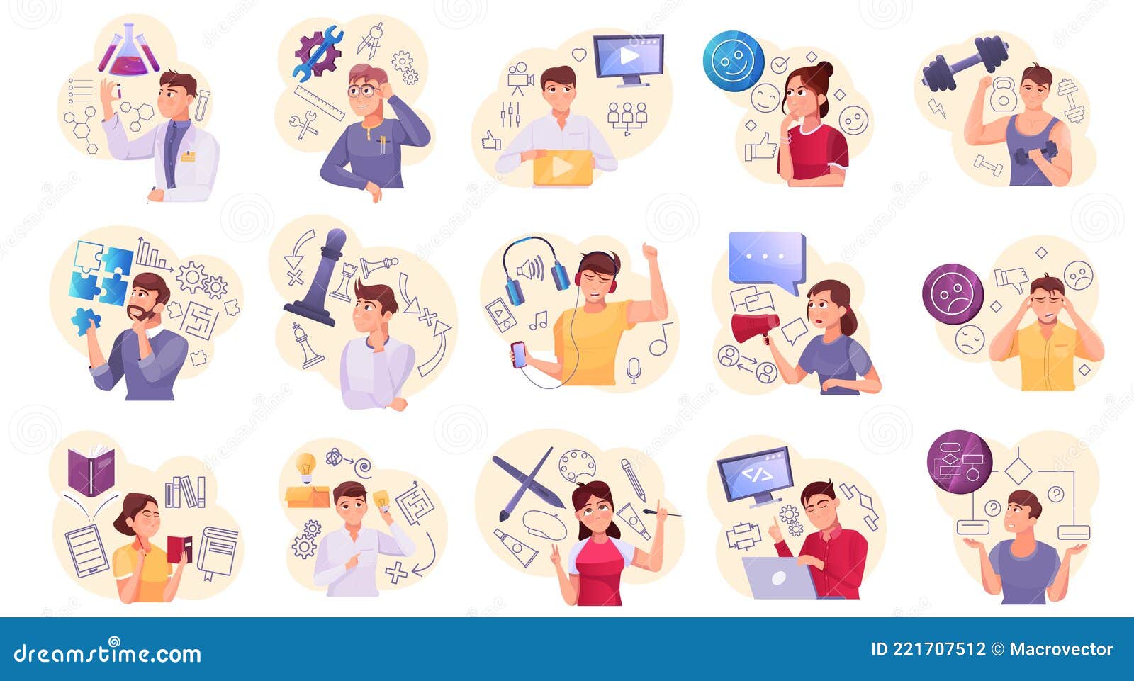 Types Of Thinking. Men And Woman Side View Faces Silhouettes, Different ...