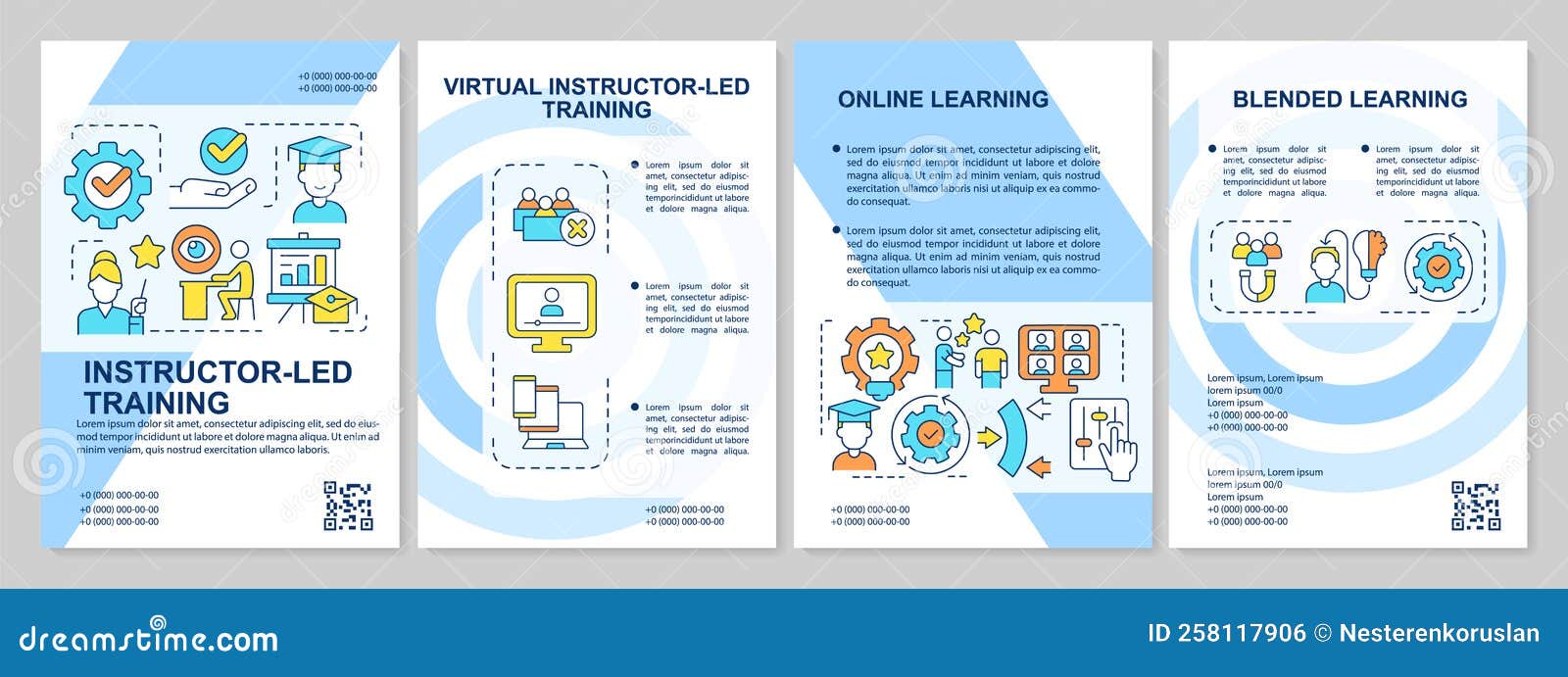 Types of Training Programs Blue Brochure Template Stock Vector ...
