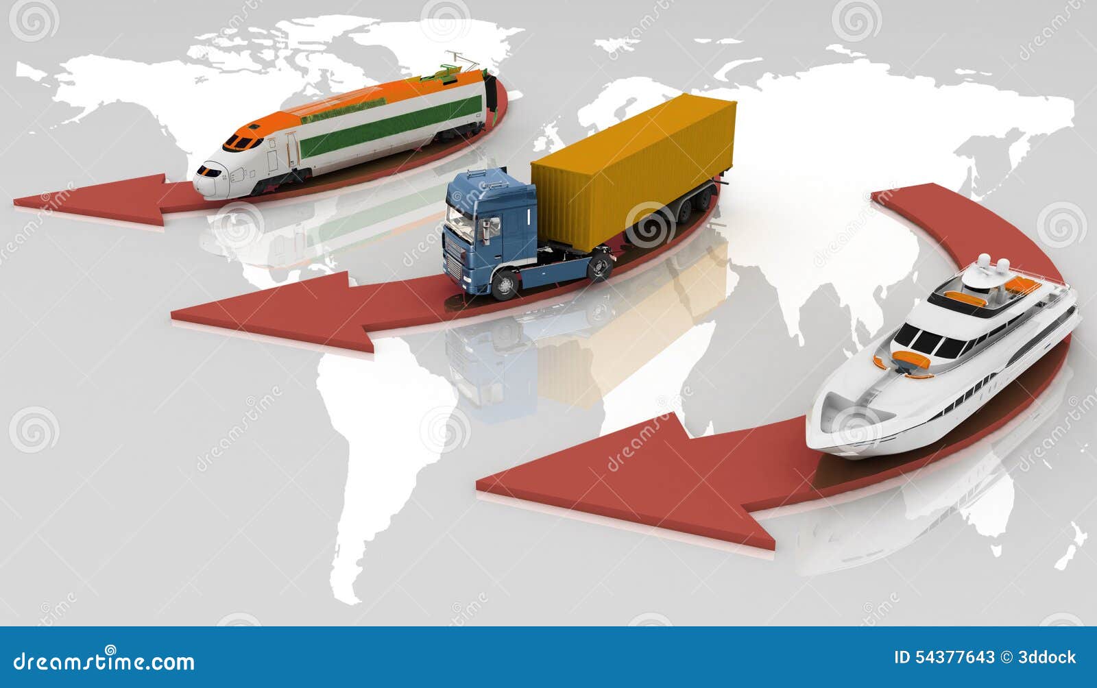 Types of Transport on Map of World Background Stock Illustration ...