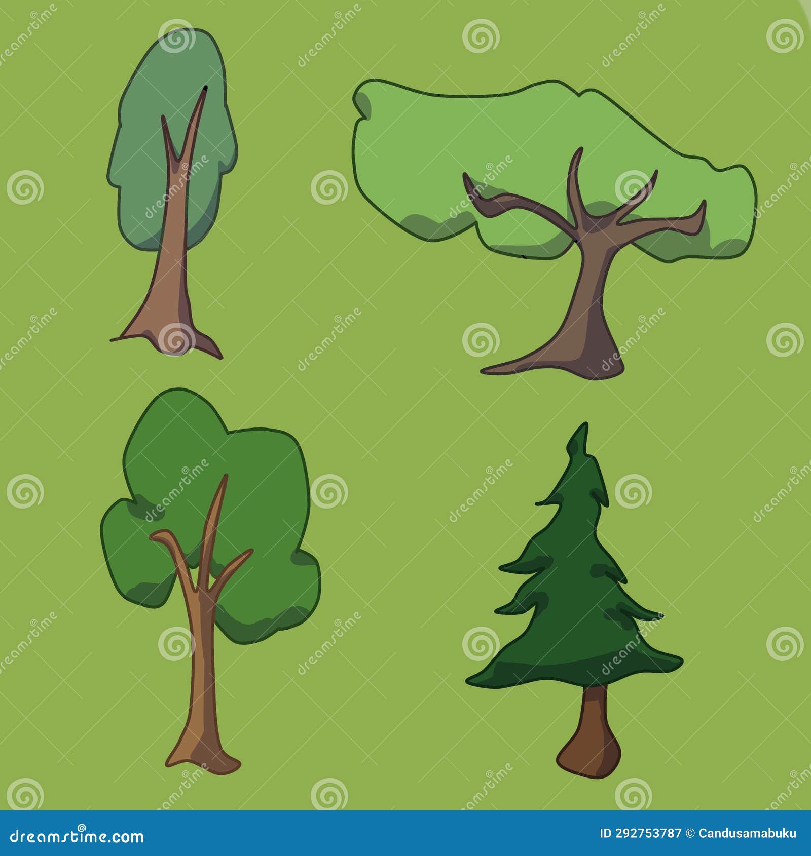 Different Types of Trees Sketch Stock Illustration - Illustration of ...