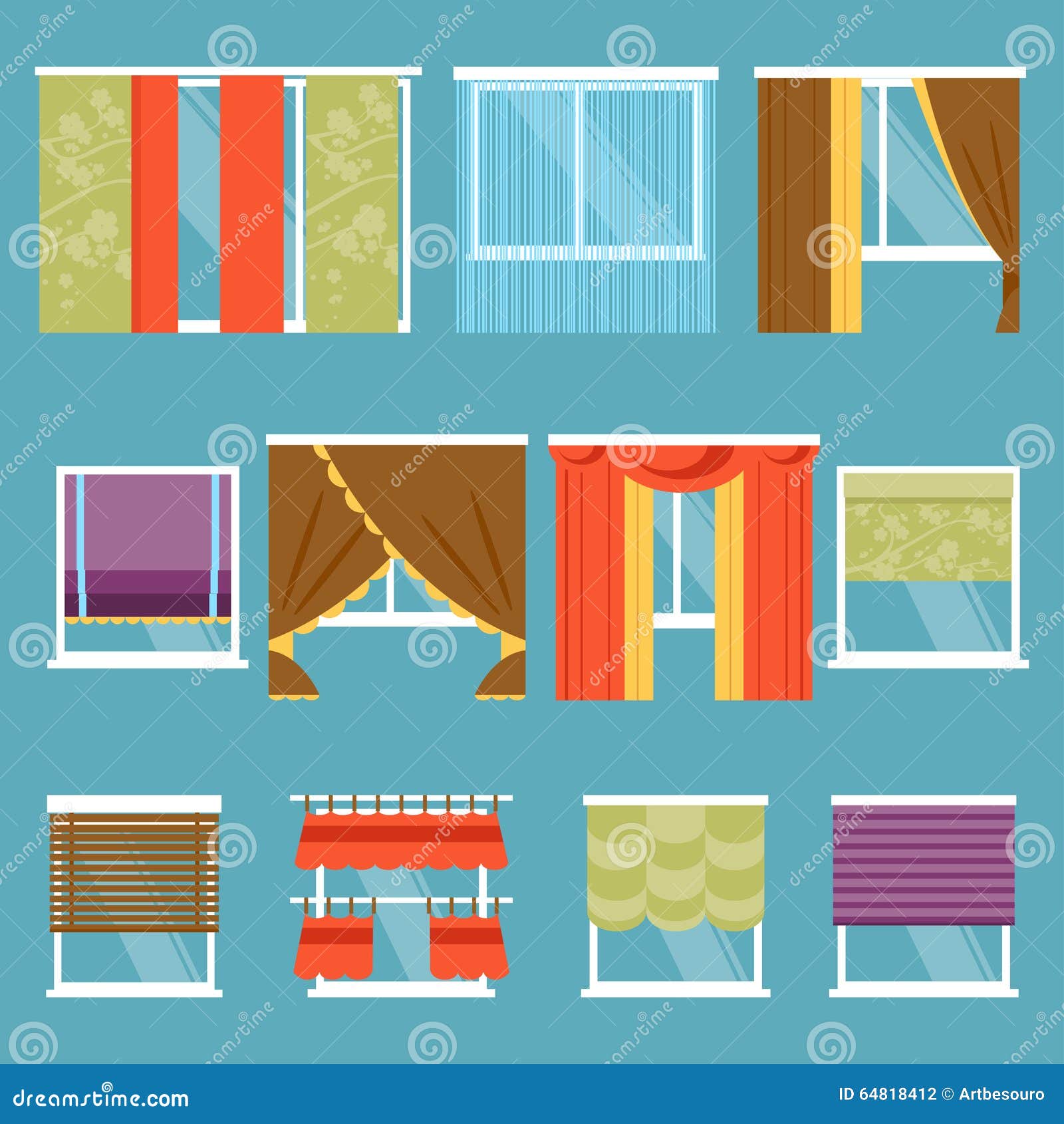 Types Van Gordijnen Vector Illustratie Vector Illustratie ...