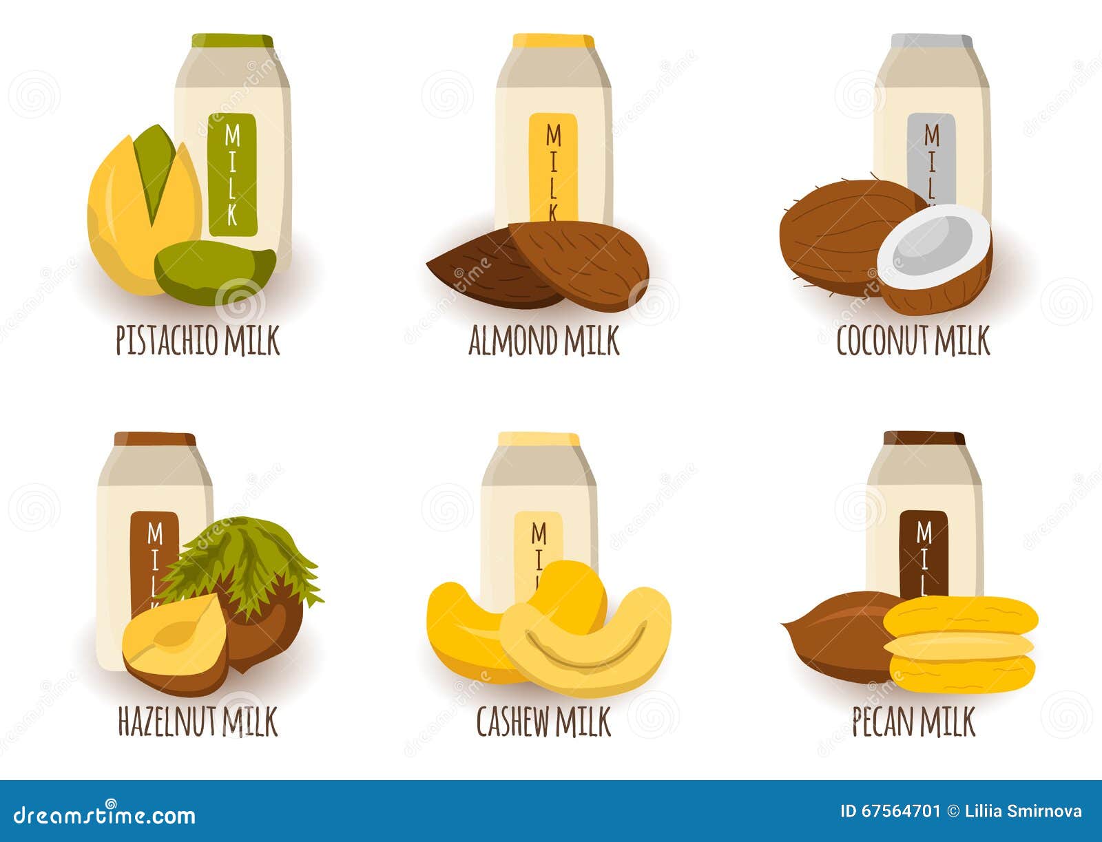 Types of vegetable milk stock vector. Illustration of health - 67564701