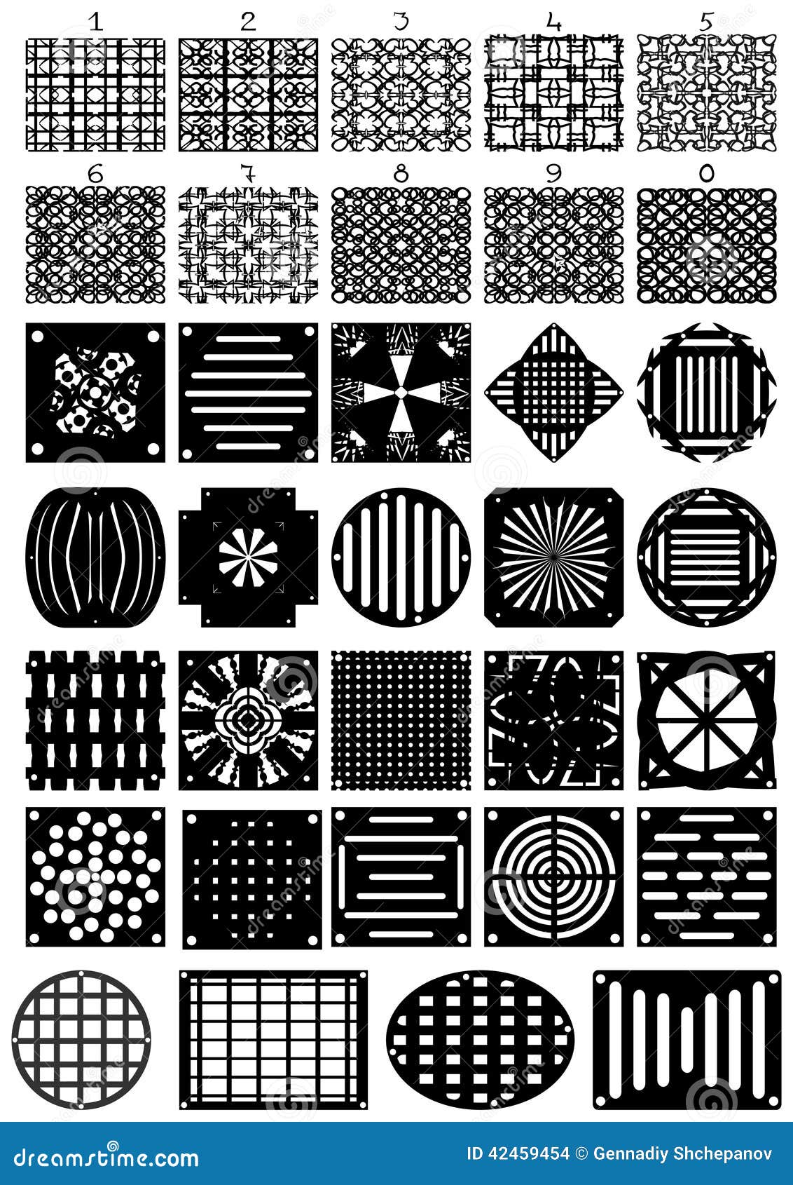 Types Of Ventilation Grilles (contour). Royalty-Free Stock Image ...