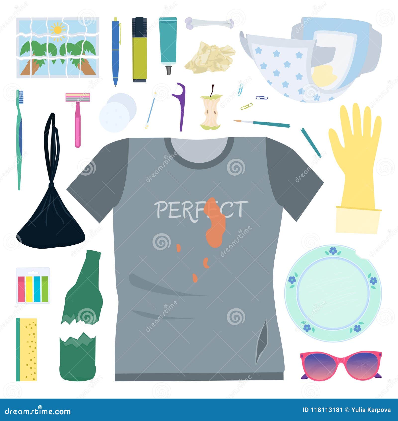 Types of Waste. Different Old, Used, Damaged and Broken Objects Stock ...