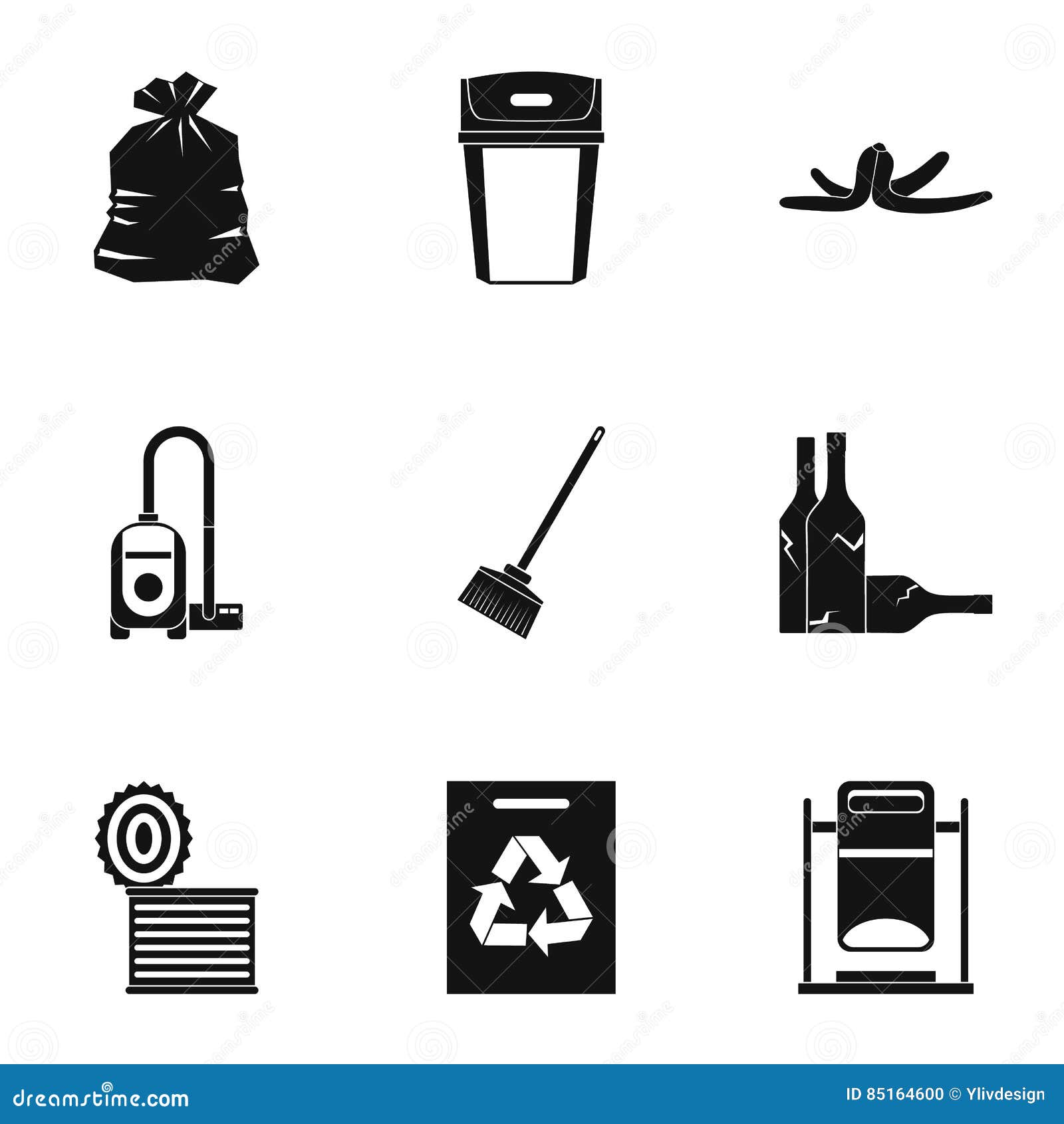 Types of Waste Icons Set, Simple Style Stock Vector - Illustration of ...