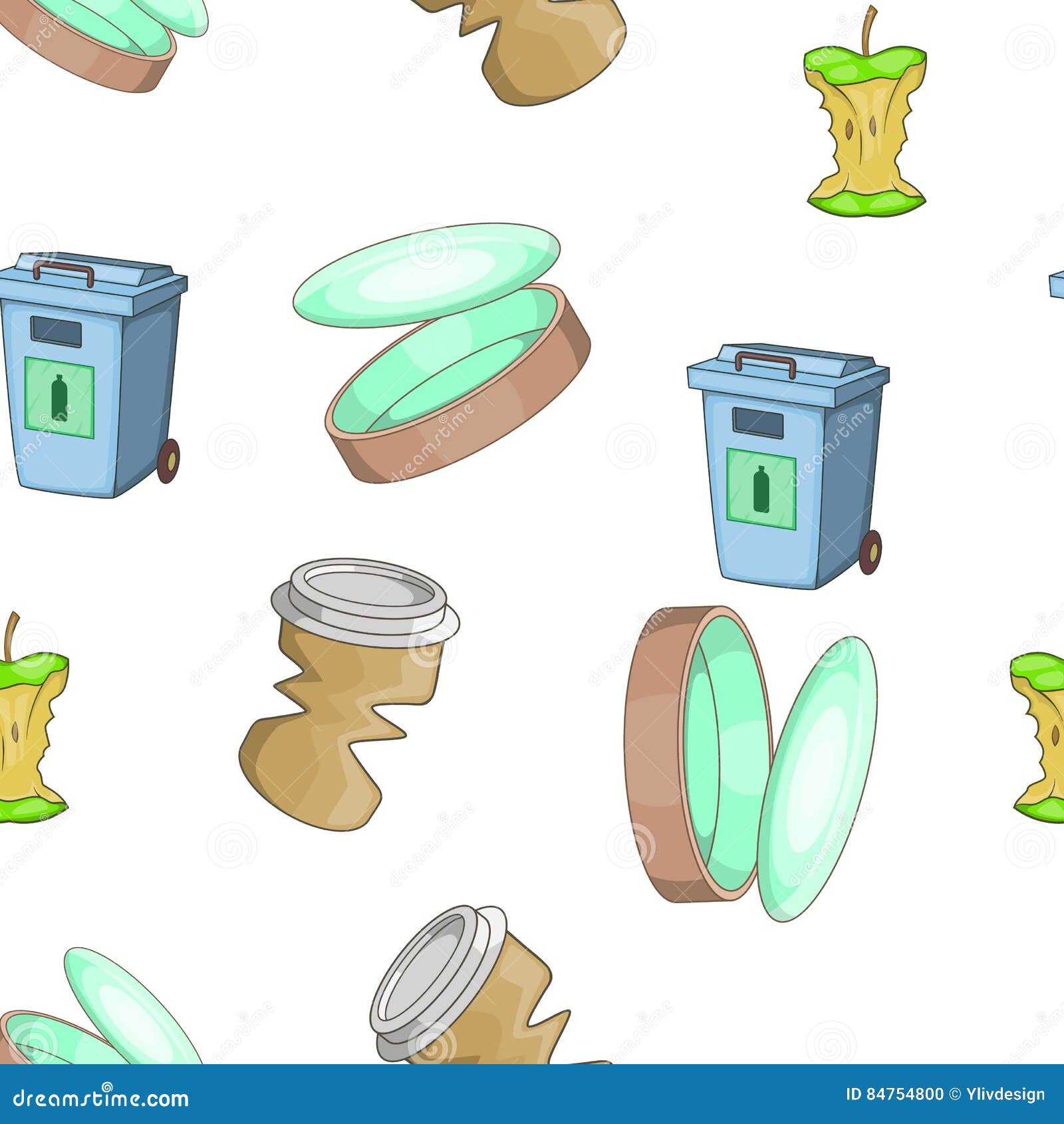 Types of Waste Pattern, Cartoon Style Stock Vector - Illustration of ...