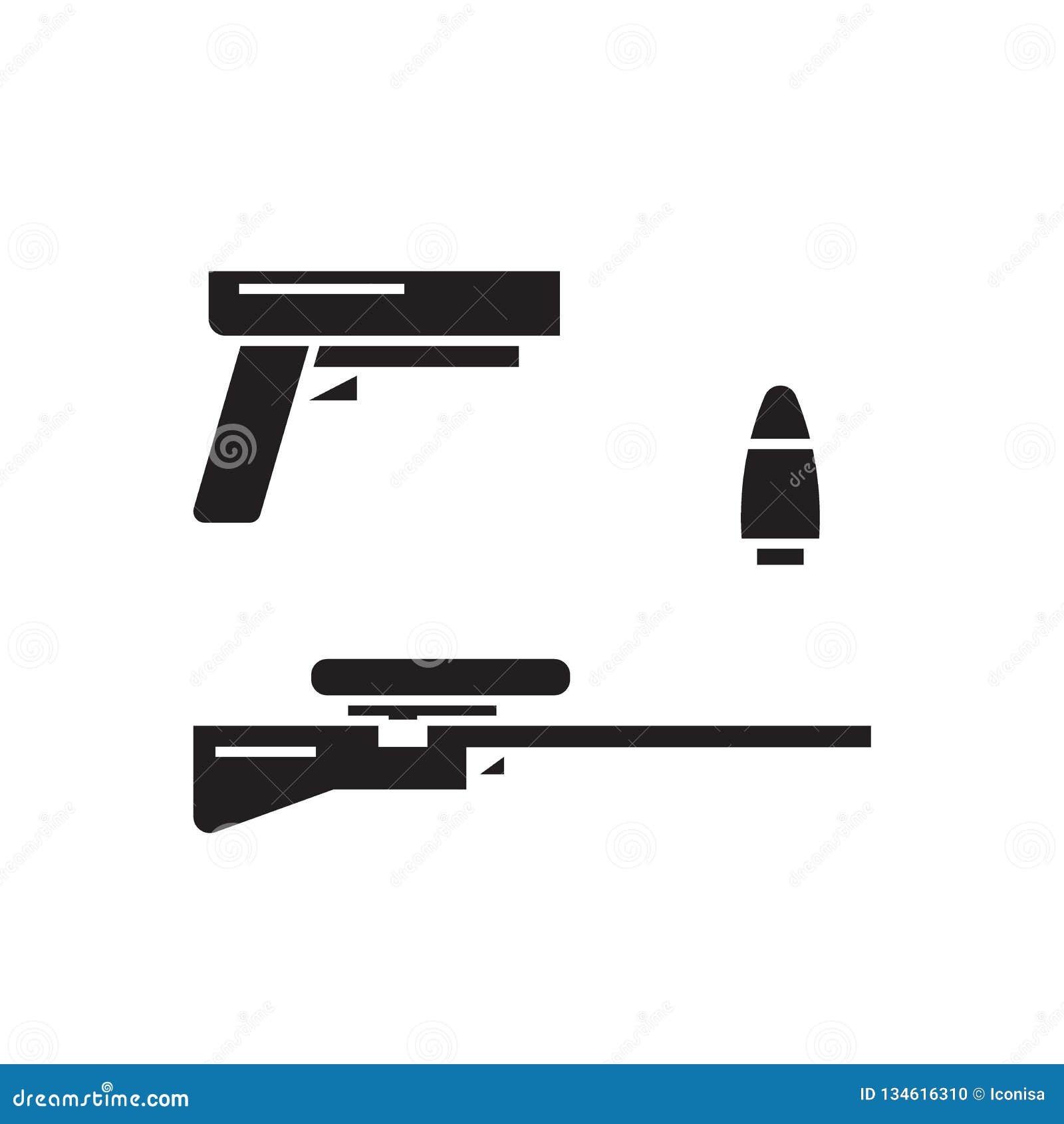 Types of Weapons Black Vector Concept Icon. Types of Weapons Flat ...