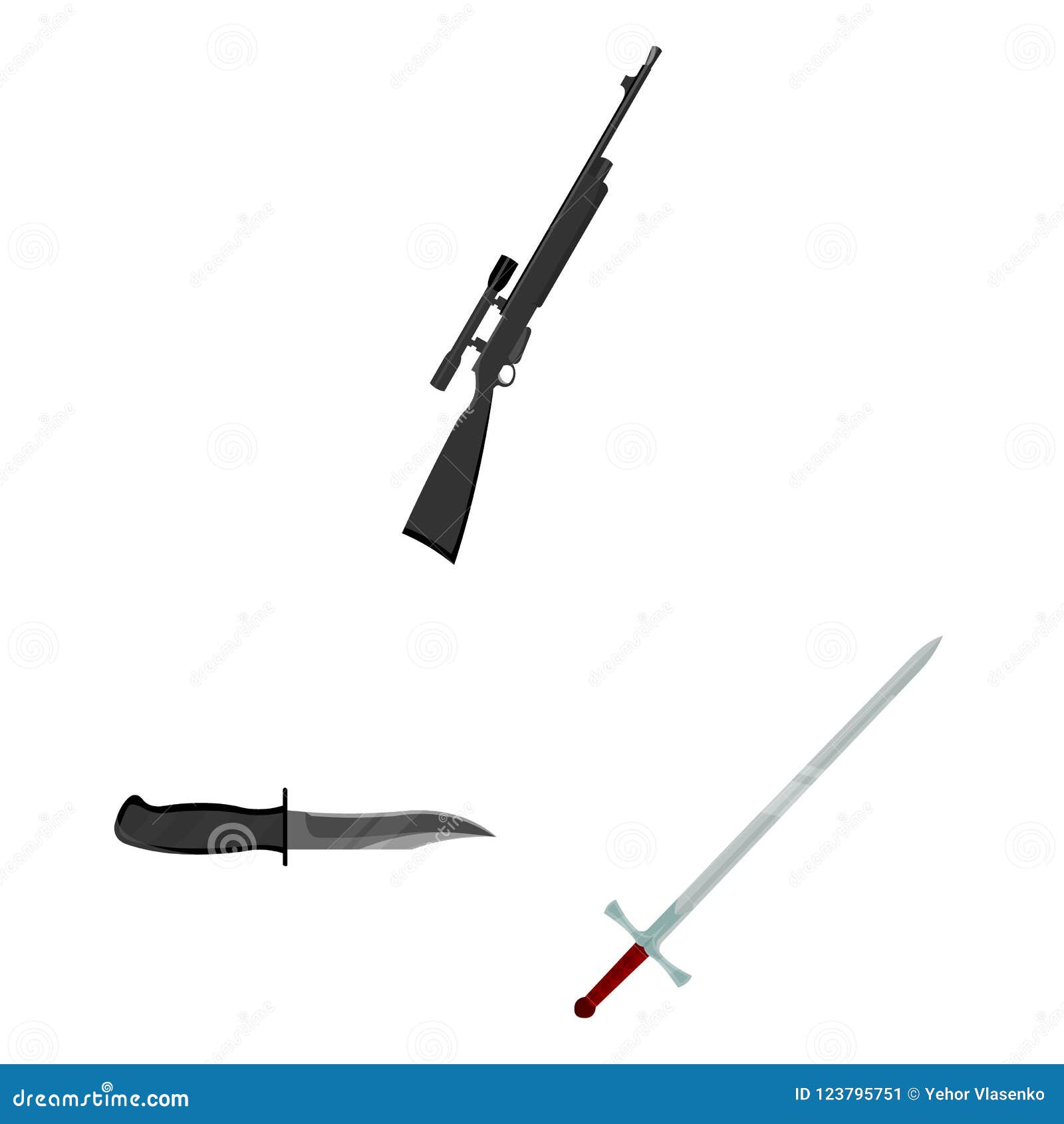 Types of Weapons Cartoon Icons in Set Collection for Design.Firearms ...