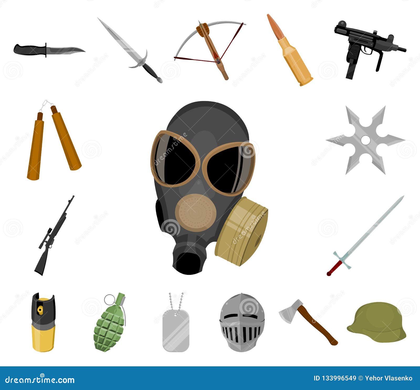 Types Of Weapons Cartoon Icons In Set Collection For Design.Firearms ... Types Of Weapons Cartoon Icons In Set Collection For Design.Firearms ...