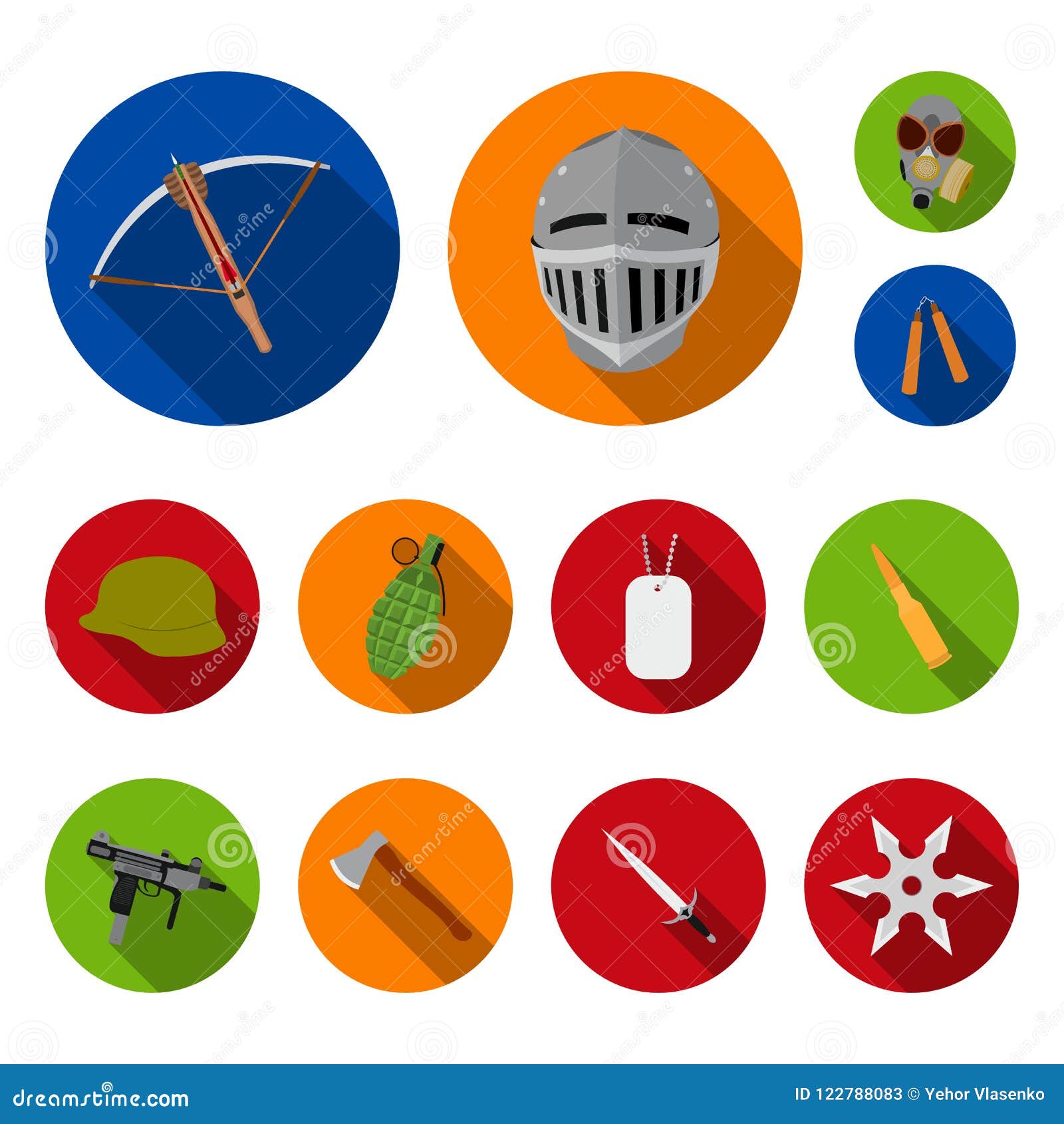 Types of Weapons Flat Icons in Set Collection for Design.Firearms and ...