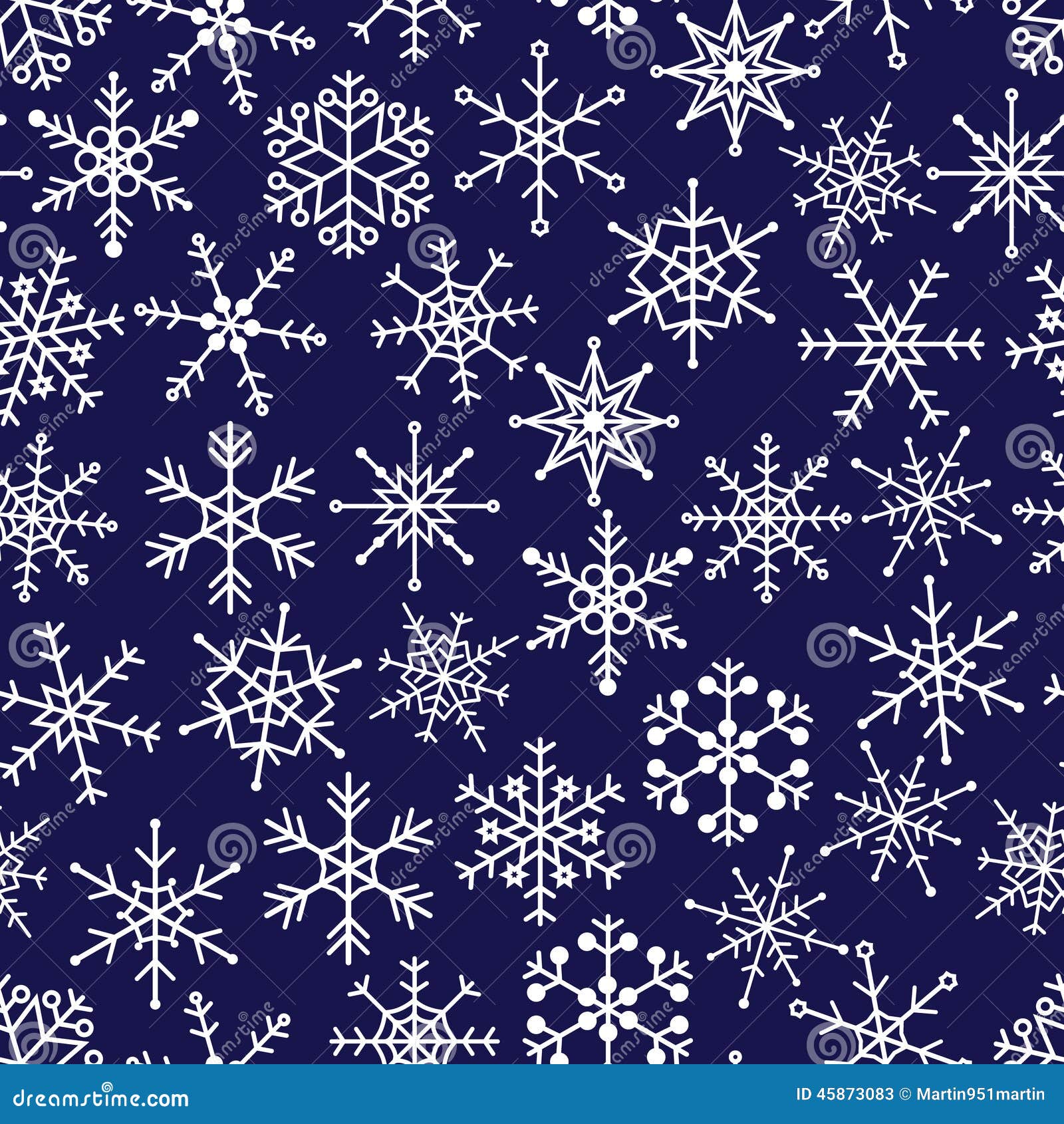16 Types of White Snowflakes in Seamless Pattern Stock Vector ...