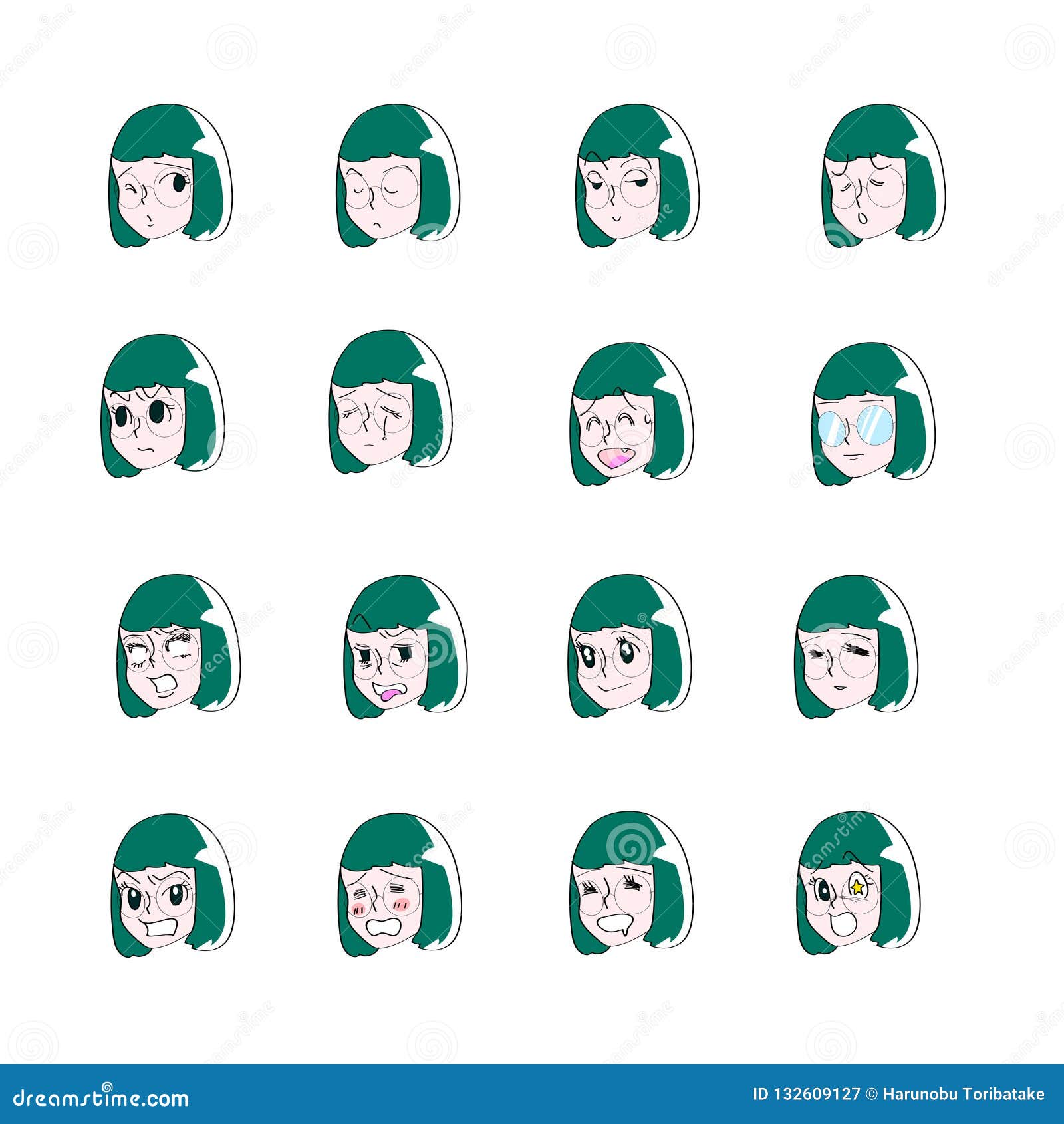 16 Types of Woman Facial Expression, Glasses Stock Vector ...