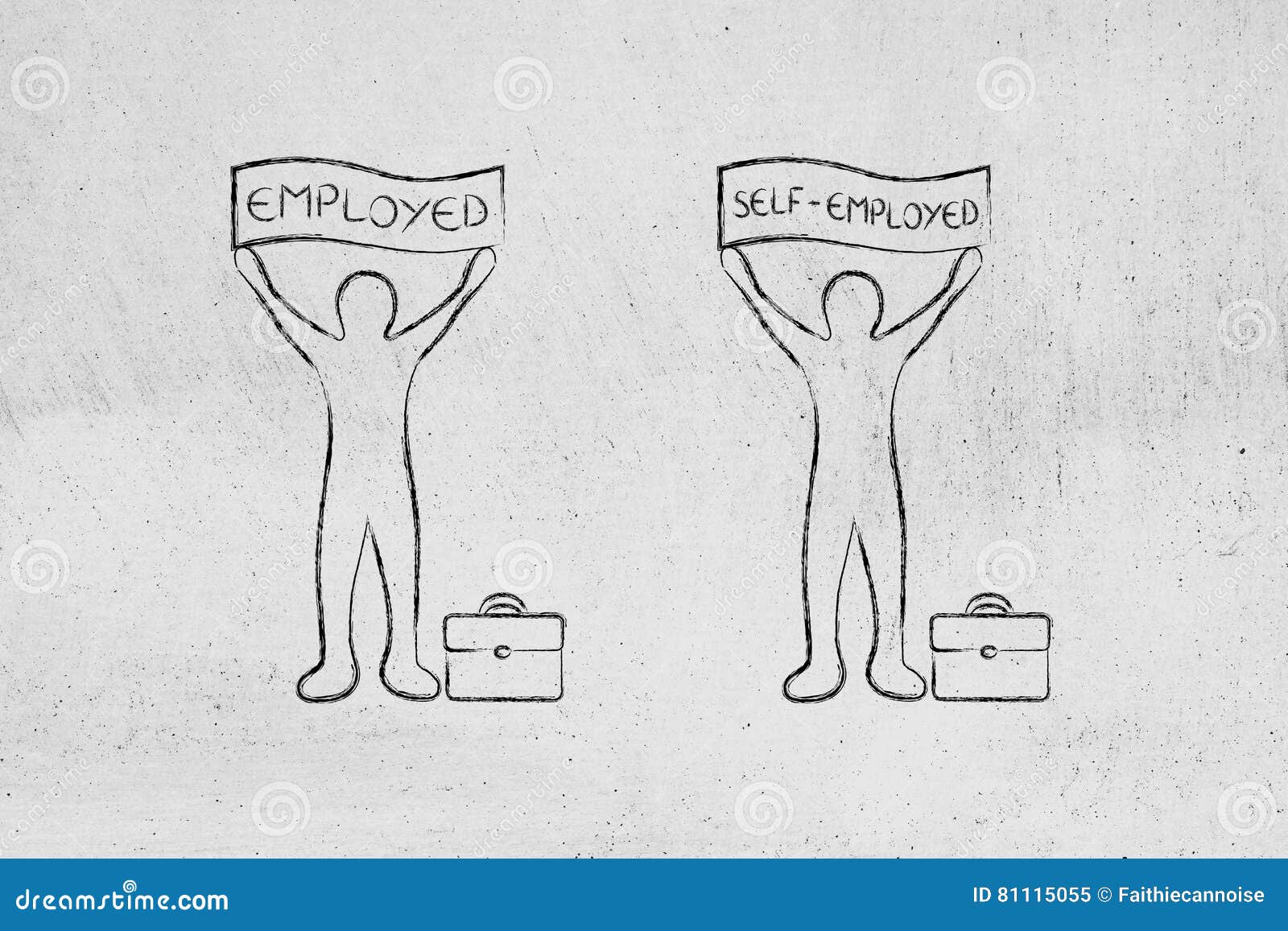 Types of Work, Employed or Self-employed with Banners Stock ...