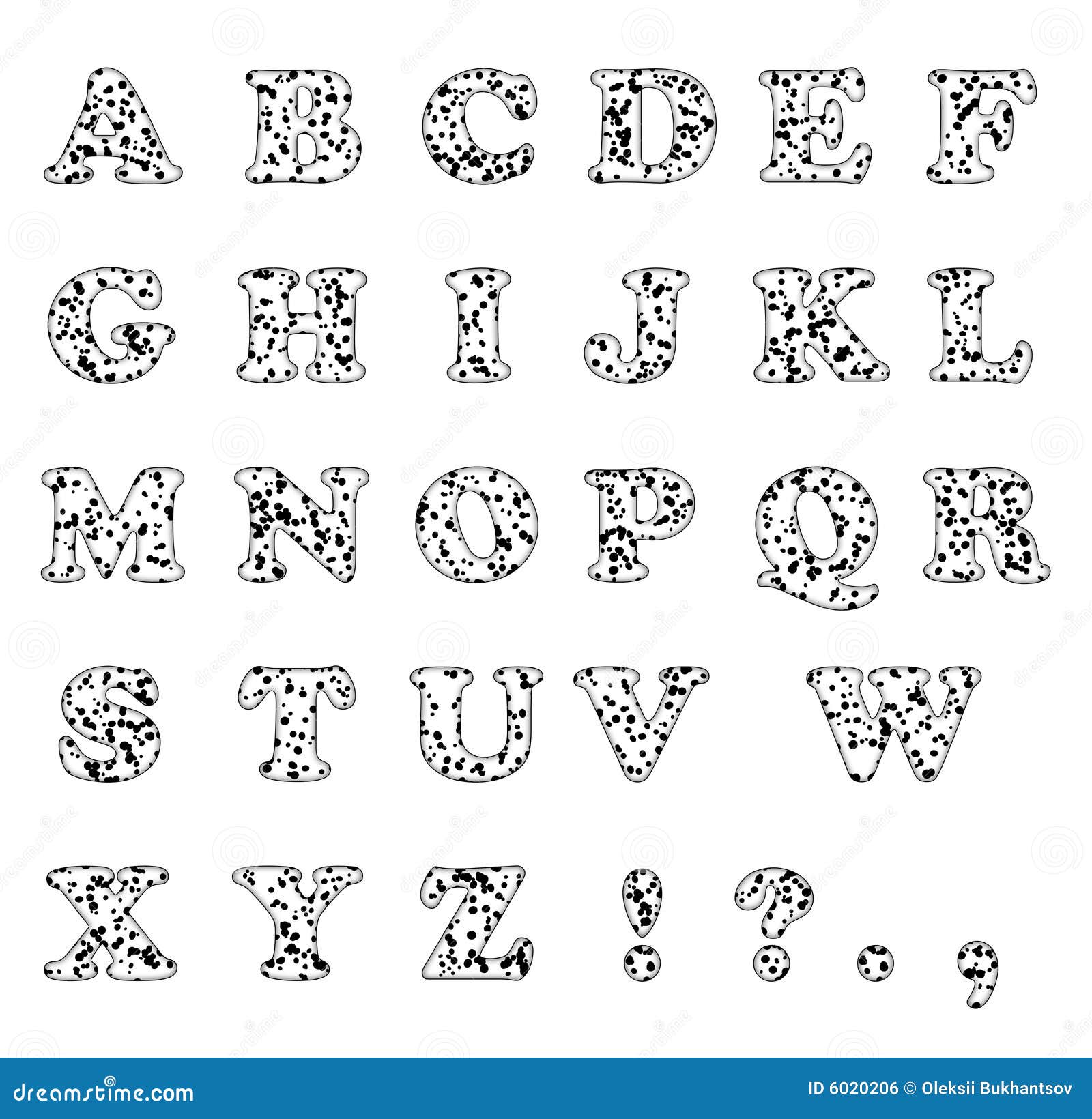 Typeset of Dalmatian Letters Stock Illustration - Illustration of text ...