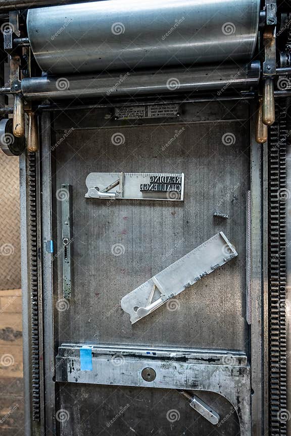 Typesetting on a Letterpress Press Bed Stock Photo - Image of metal ...