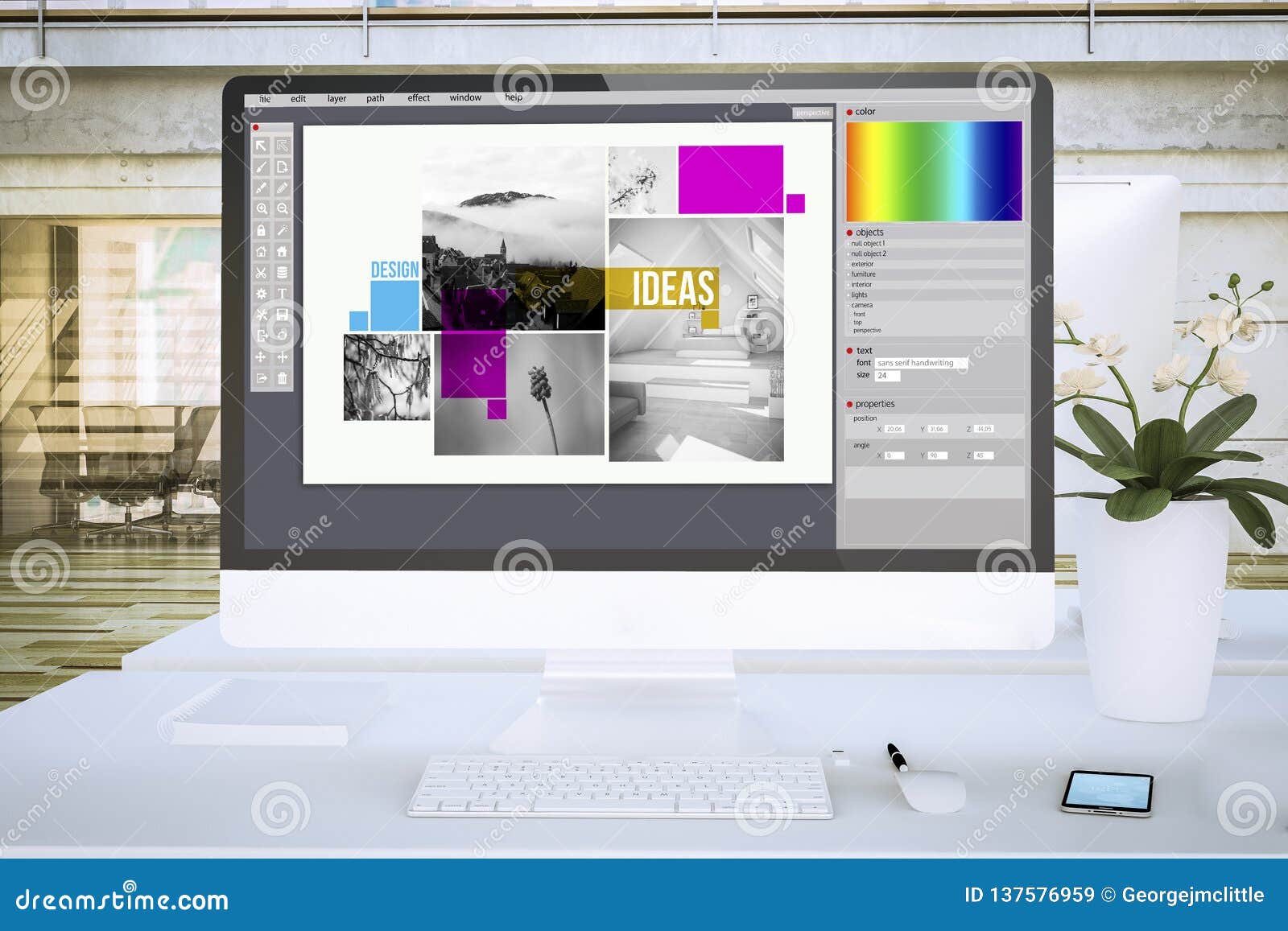 Typesetting Software Screen Computer at Office Mockup Stock ...