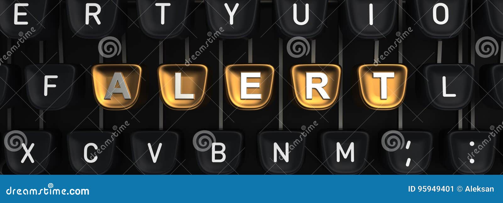 Typewriter with Alert Letters on Buttons Stock Illustration ...