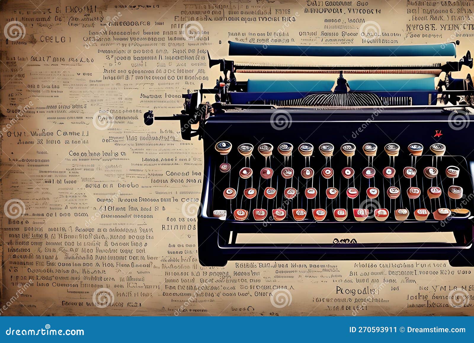 The Typewriter on the Background of Vintage-style Newspaper Stock ...