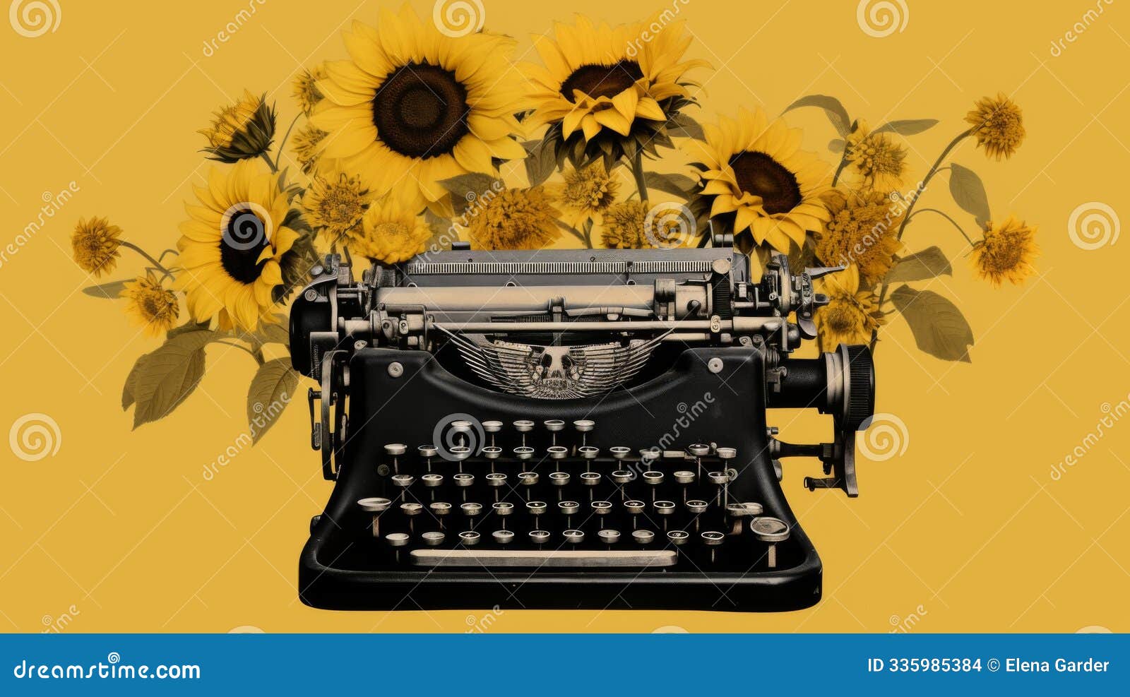 Typewriter Collage Creative Picture. Mechanical Retro Keyboard with ...