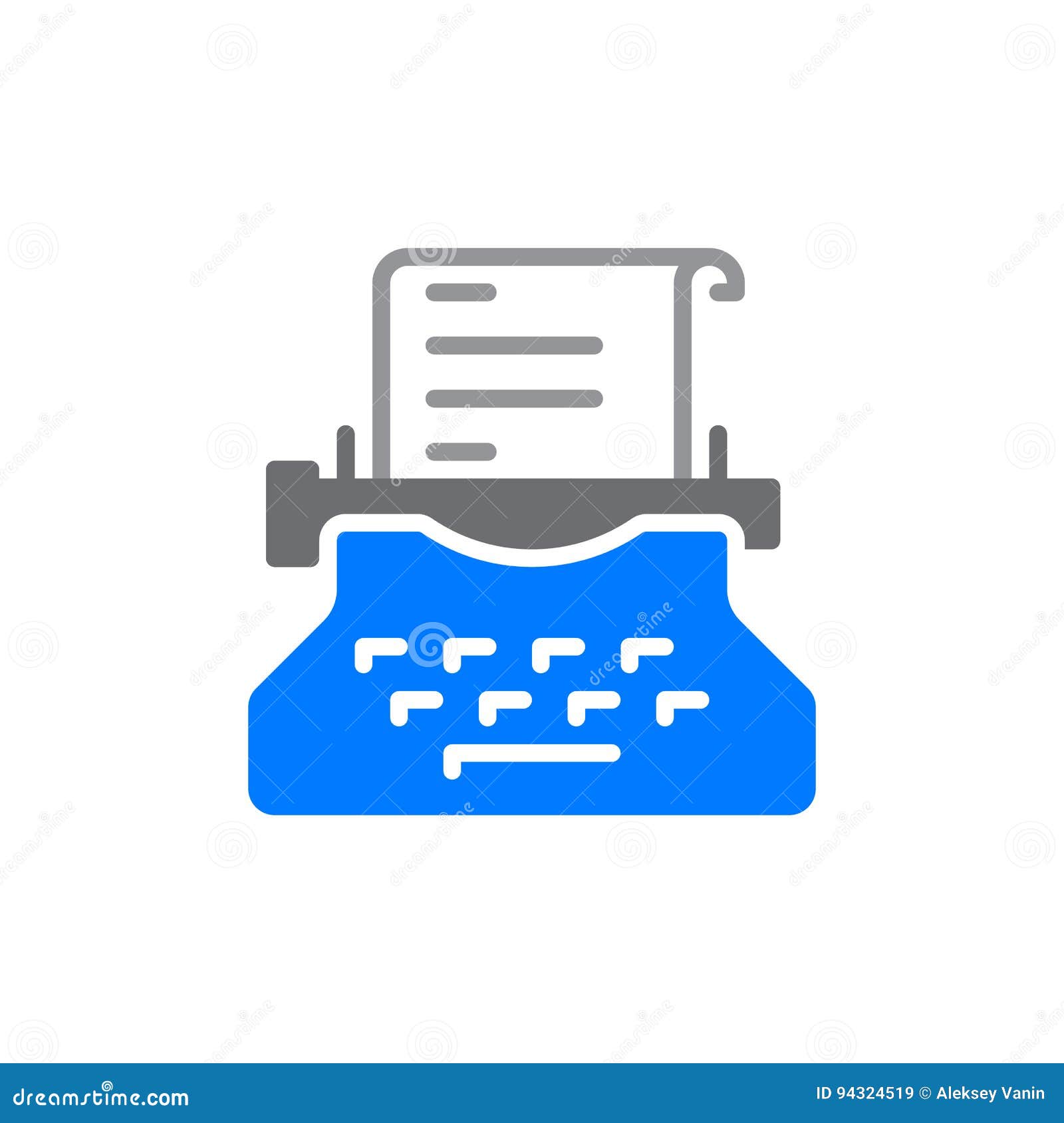 Typewriter Colorful Icon, Vector Flat Sign. Stock Vector - Illustration ...