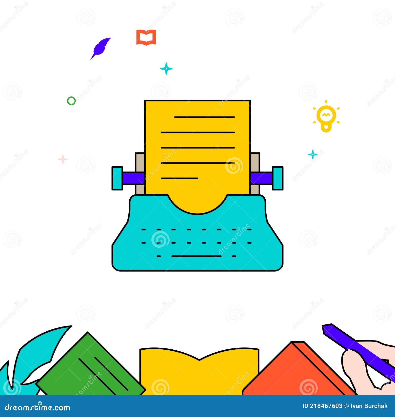 Typewriter Filled Line Icon, Simple Illustration Stock Vector ...