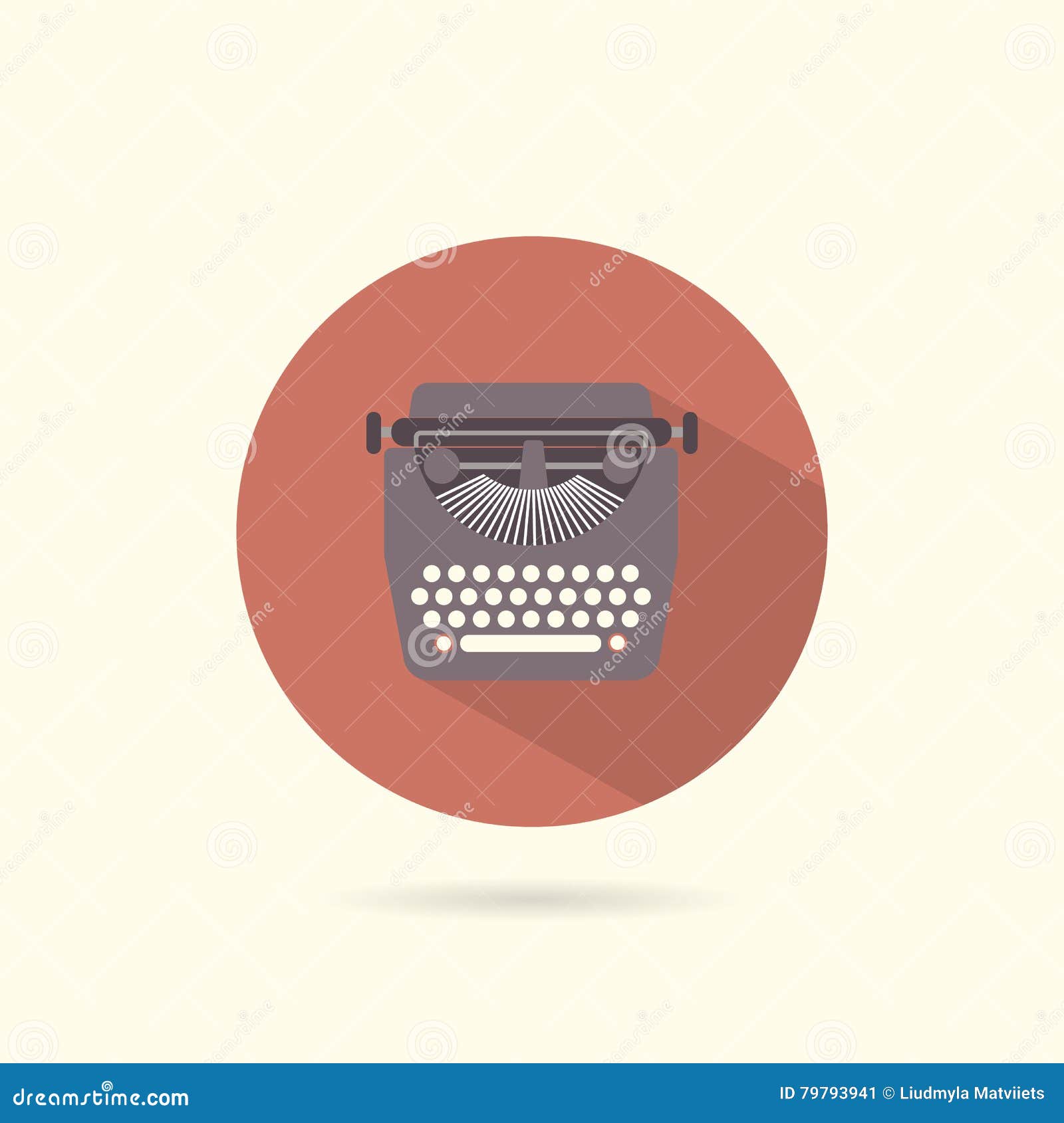 Typewriter Flat Round Icon. Stock Illustration - Illustration of retro, round: 79793941