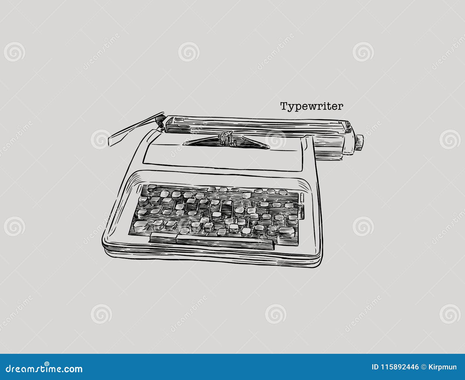 Typewriter, Hand Draw Vector. Stock Vector - Illustration of message ...