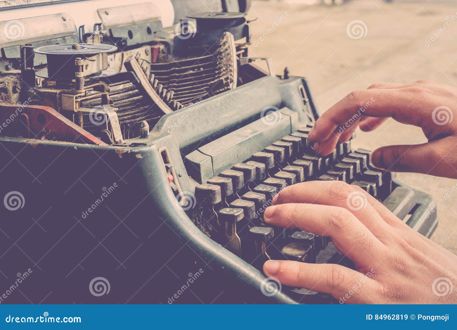 Typewriter and human hand stock image. Image of journalism - 84962819