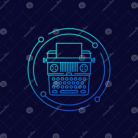 Typewriter Icon, Linear Vector Design Stock Vector - Illustration of ...