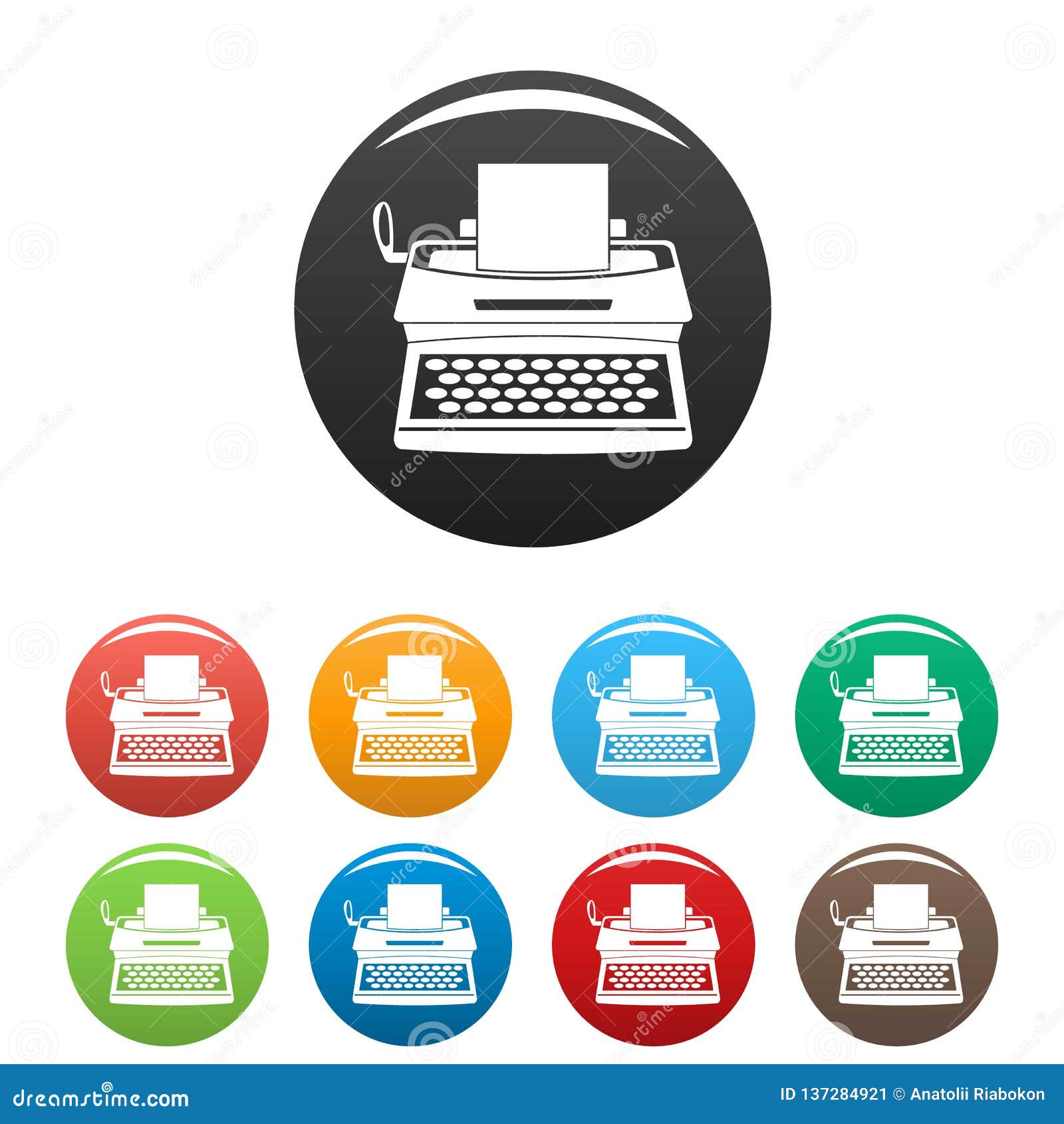 Typewriter icons set color stock vector. Illustration of print - 137284921