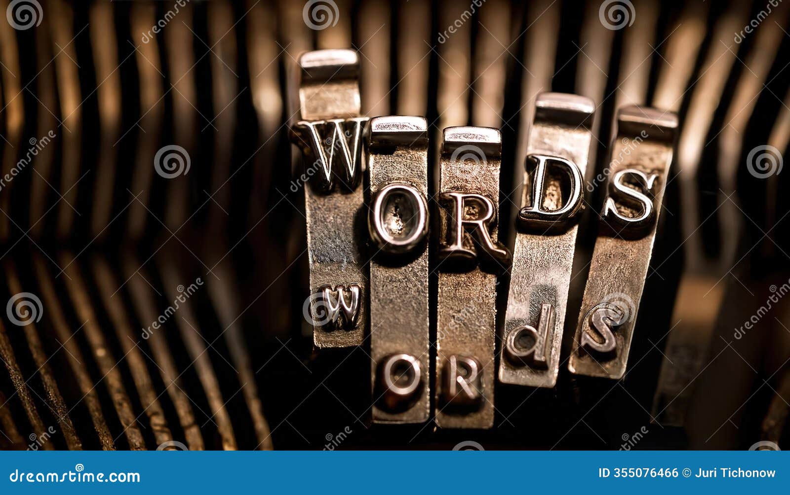 Typewriter Keys Spelling Out the Word Words in Vintage Metallic Texture ...
