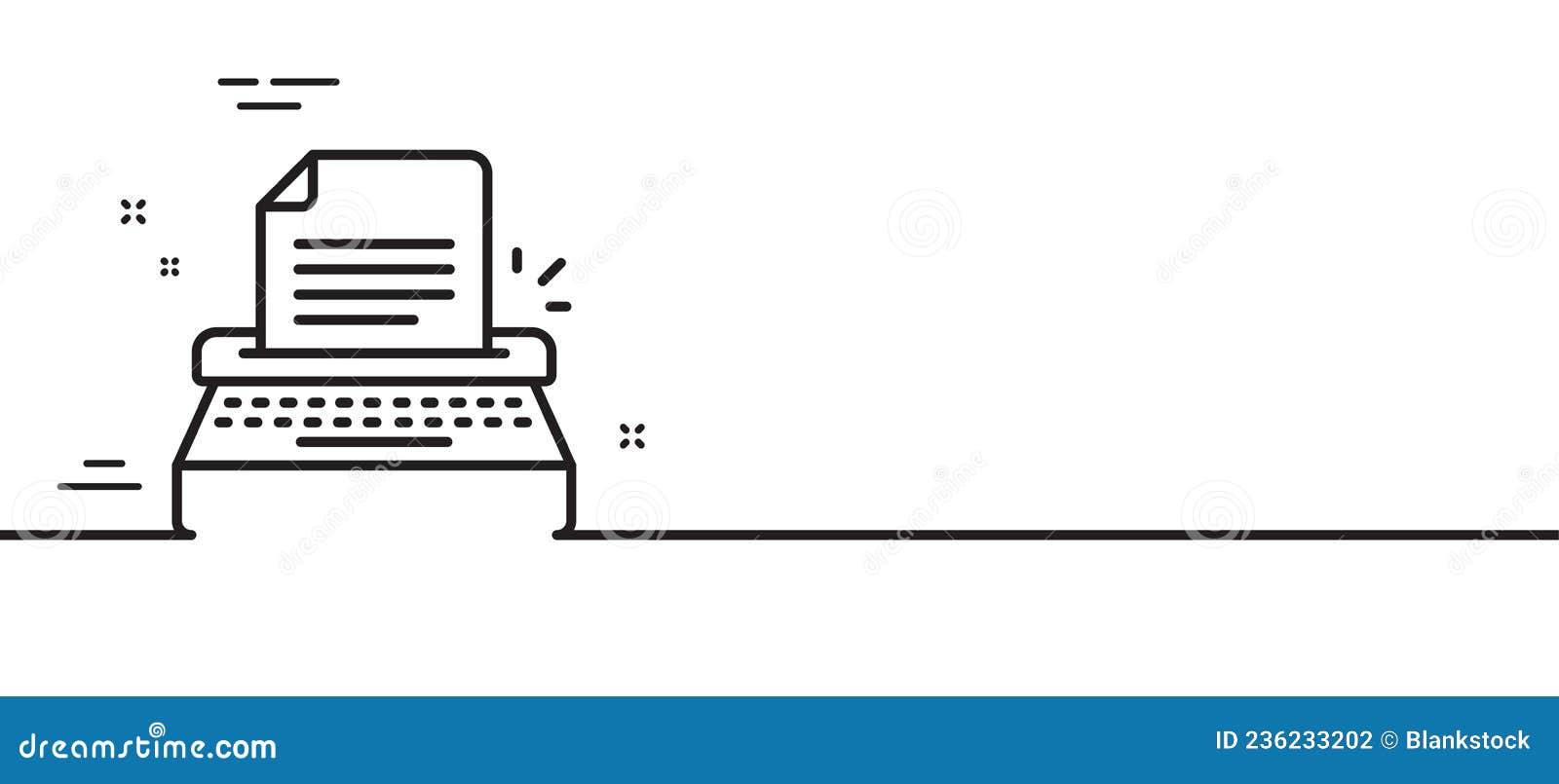 Typewriter Line Icon. Copywriting Sign. Minimal Line Pattern Banner ...