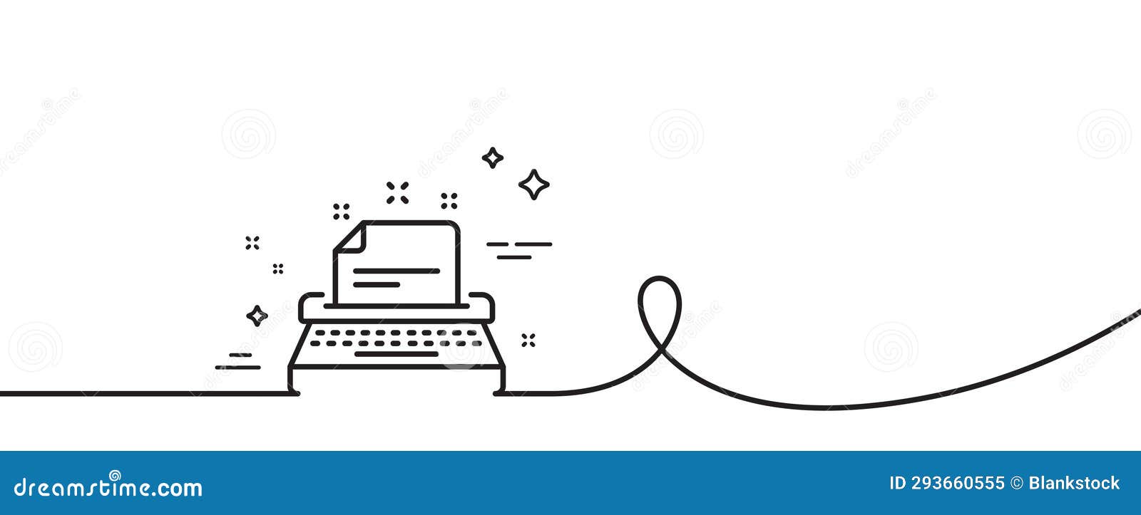 Typewriter Line Icon. Documentation Sign. Continuous Line with Curl ...