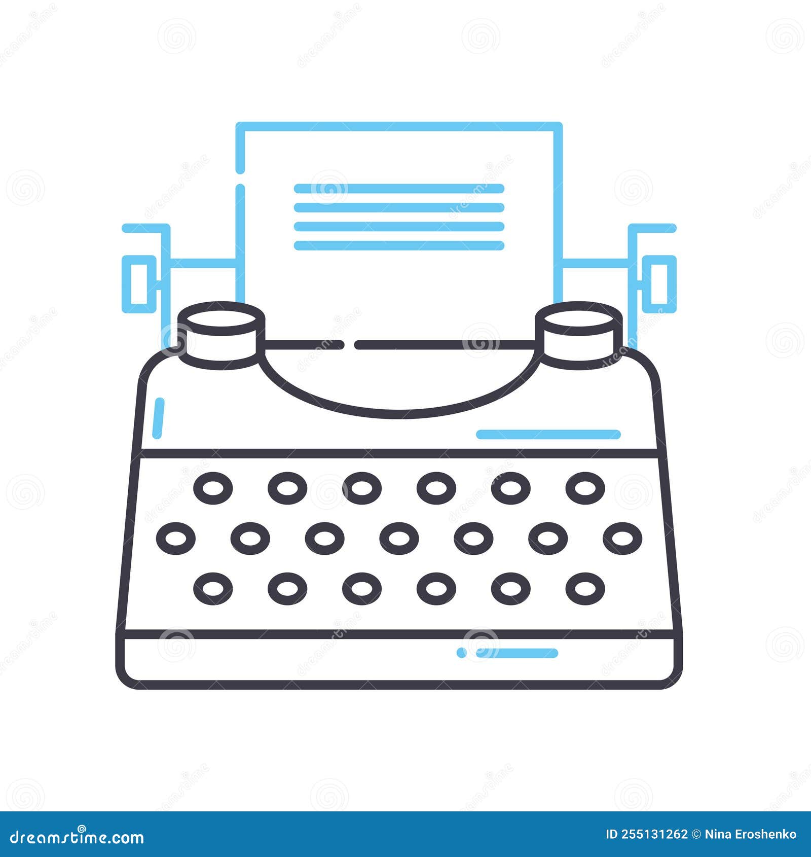Typewriter Line Icon, Outline Symbol, Vector Illustration, Concept Sign ...