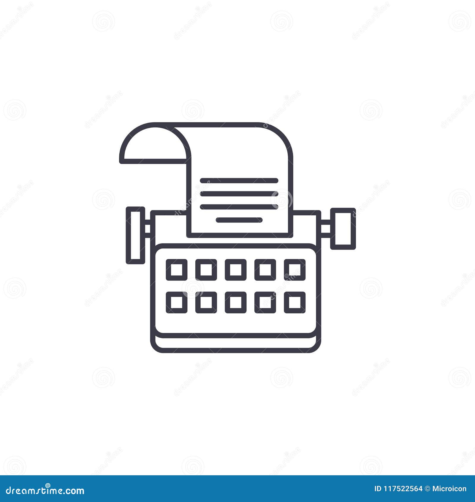 Typewriter Linear Icon Concept. Typewriter Line Vector Sign, Symbol ...