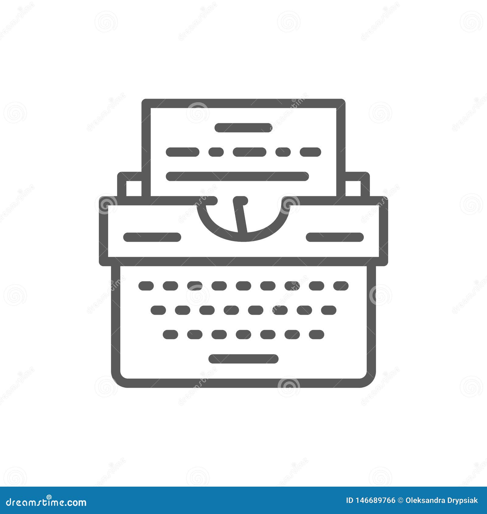 Typewriter line icon. stock vector. Illustration of retro - 146689766