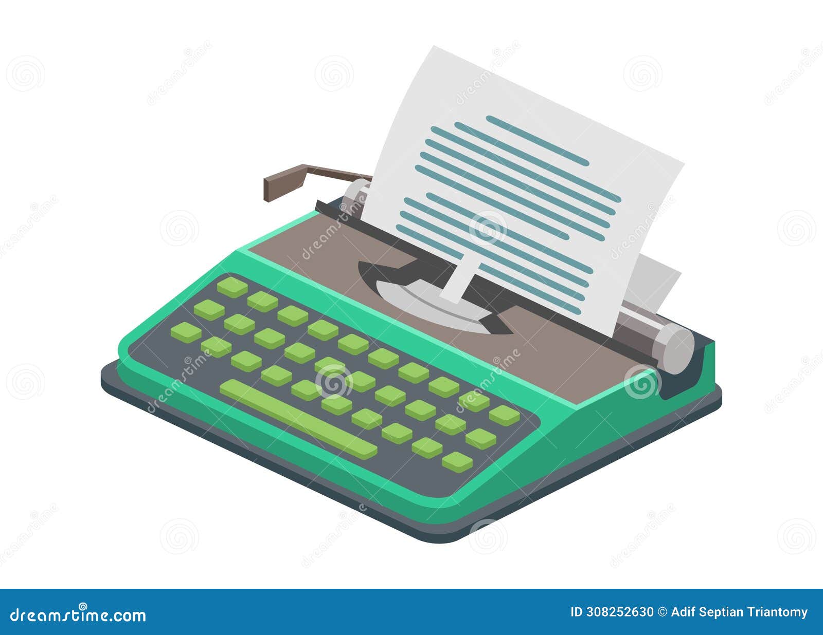 Typewriter Machine. Simple Flat Illustration in Isometric View. Stock ...