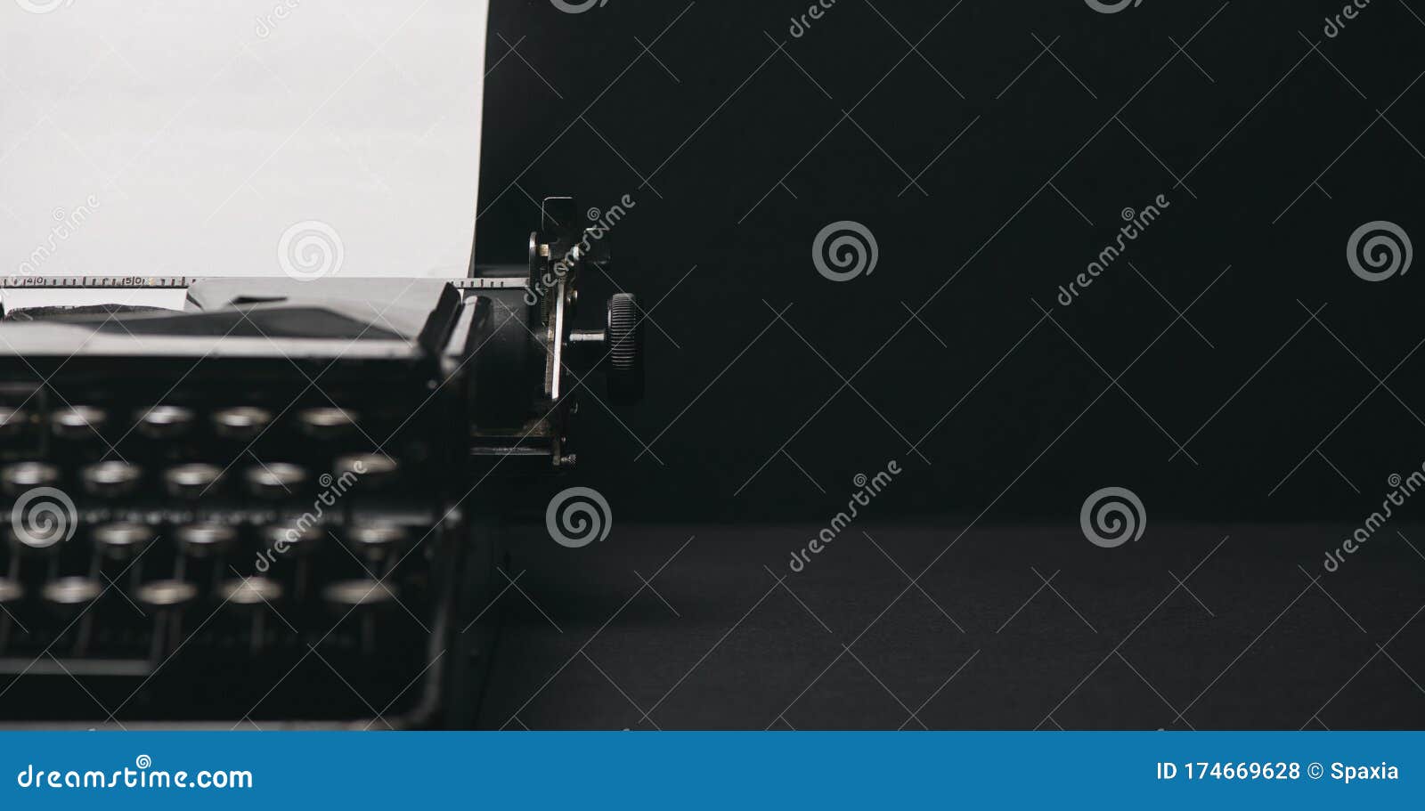 Typewriter with Paper Sheet on Black Stock Photo - Image of writer ...