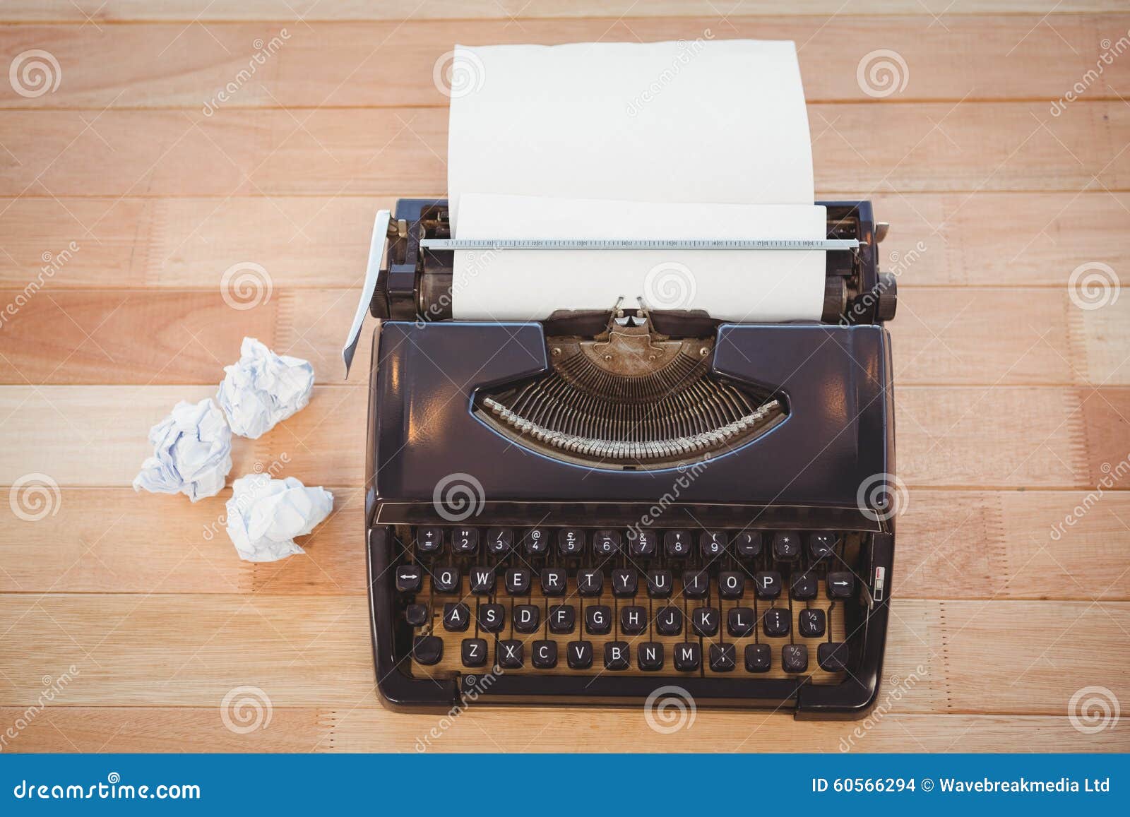 Typewriter with Paper on Table in Office Stock Photo - Image of ...